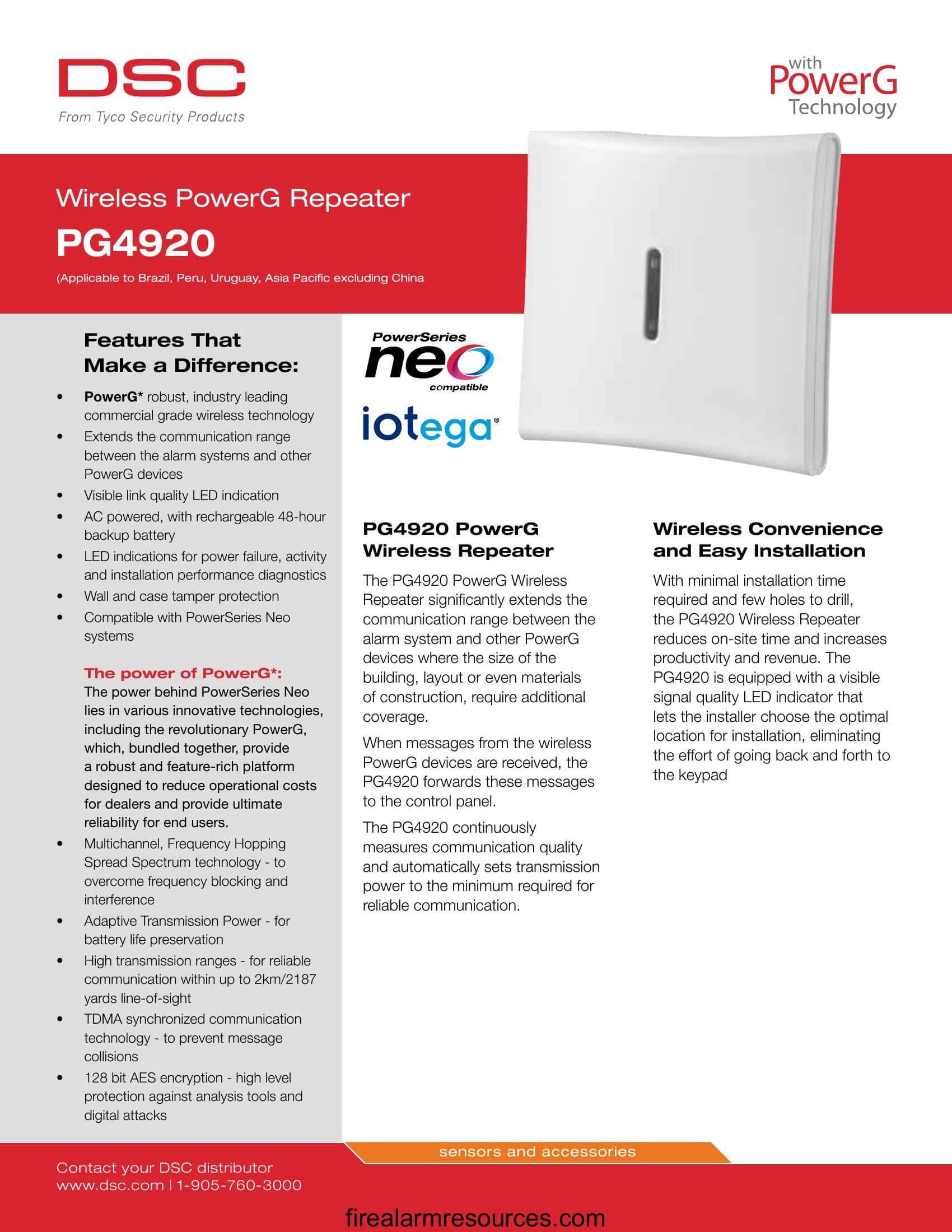 DSC Wireless PowerG Smoke & Heat Detector PG4916 - Spec s... | Download fire alarm documents