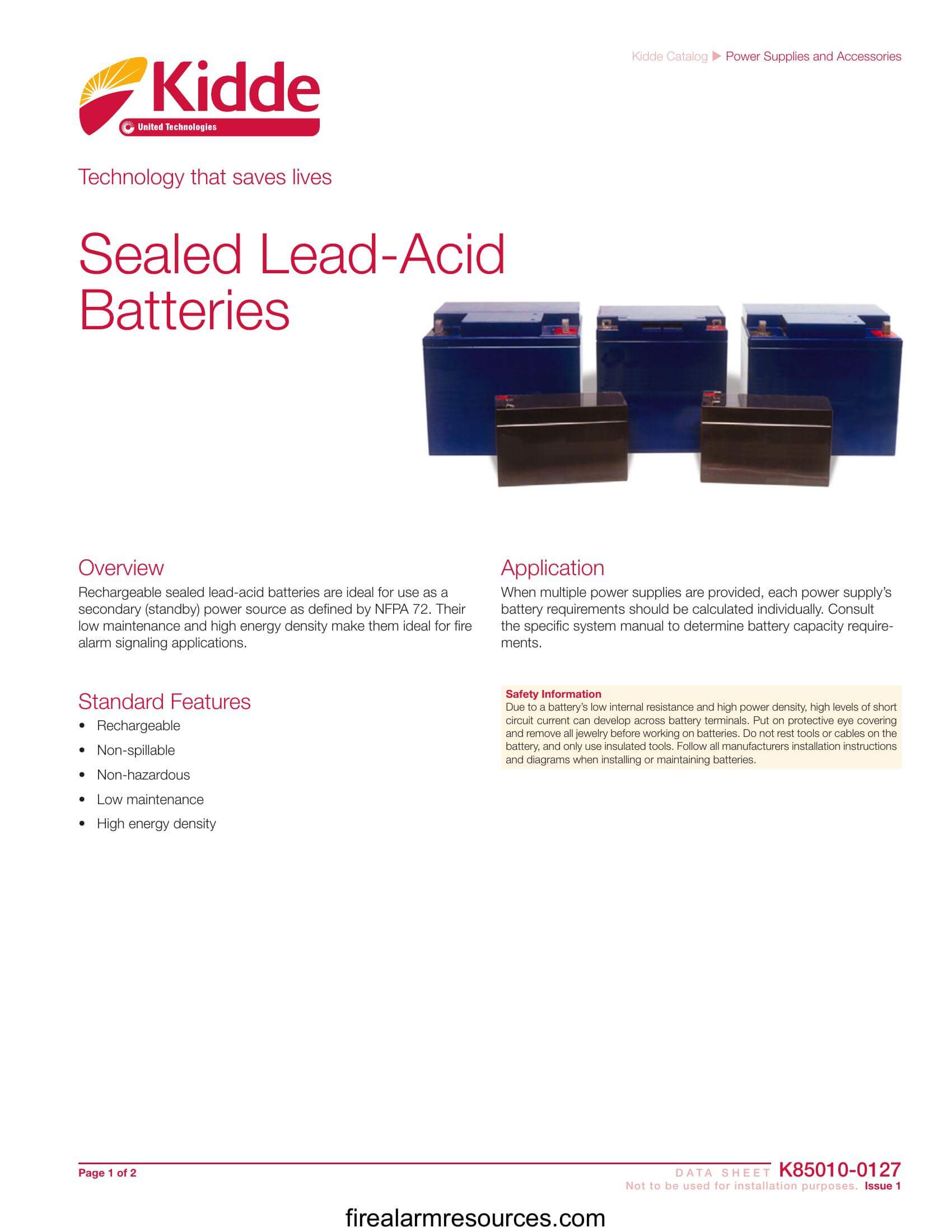 Kidde Edwards Data Sheet K85005-0127 - Auxiliary Power Su... | Download ...