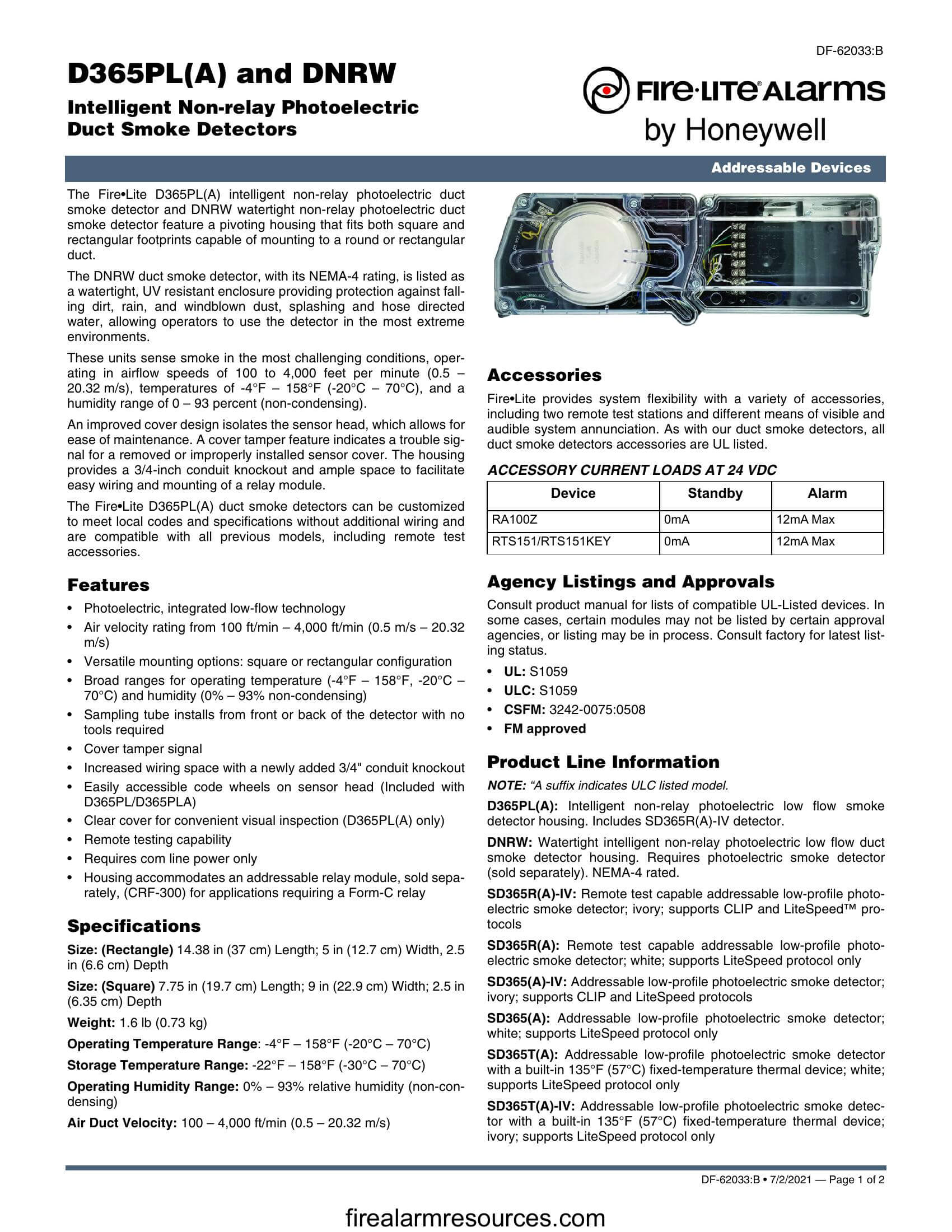 Fire-Lite D365PL(A) and DNRW Intelligent Non-relay Photoe... | Download ...