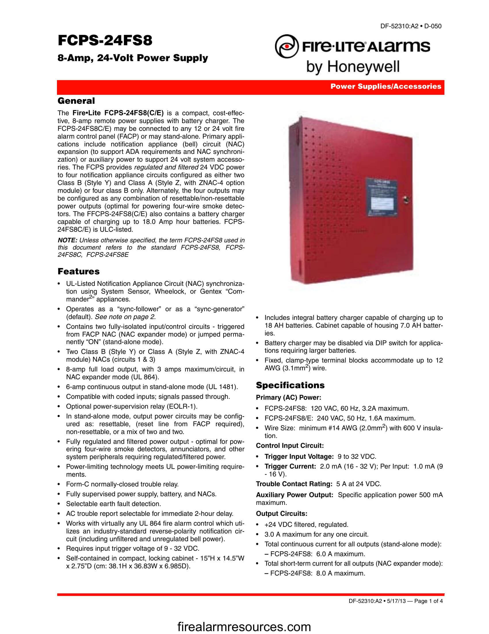Fire-Lite FCPS-24FS6 | Download fire alarm documents