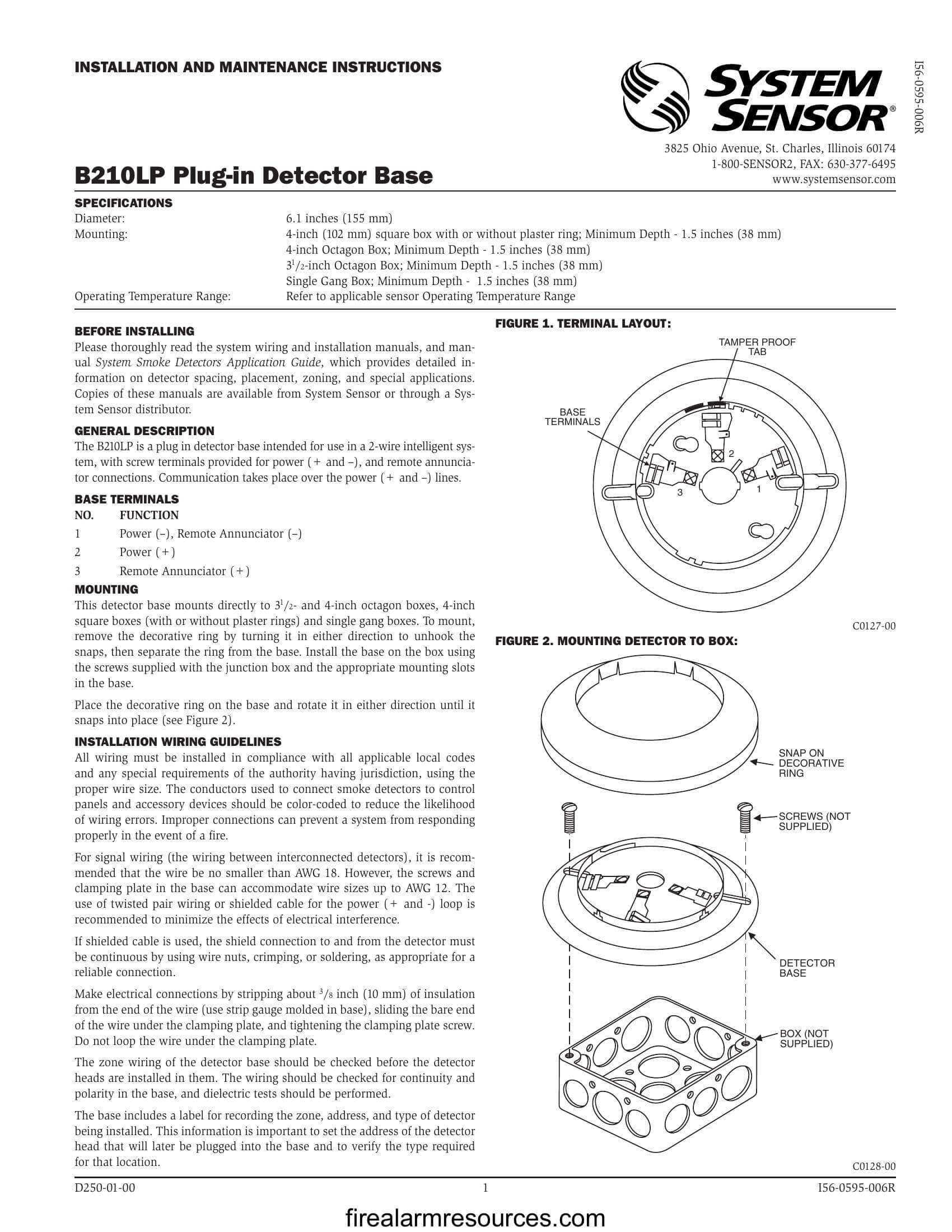 System Sensor B224BI Plug-in Isolator Detector Base INSTA... | Download ...