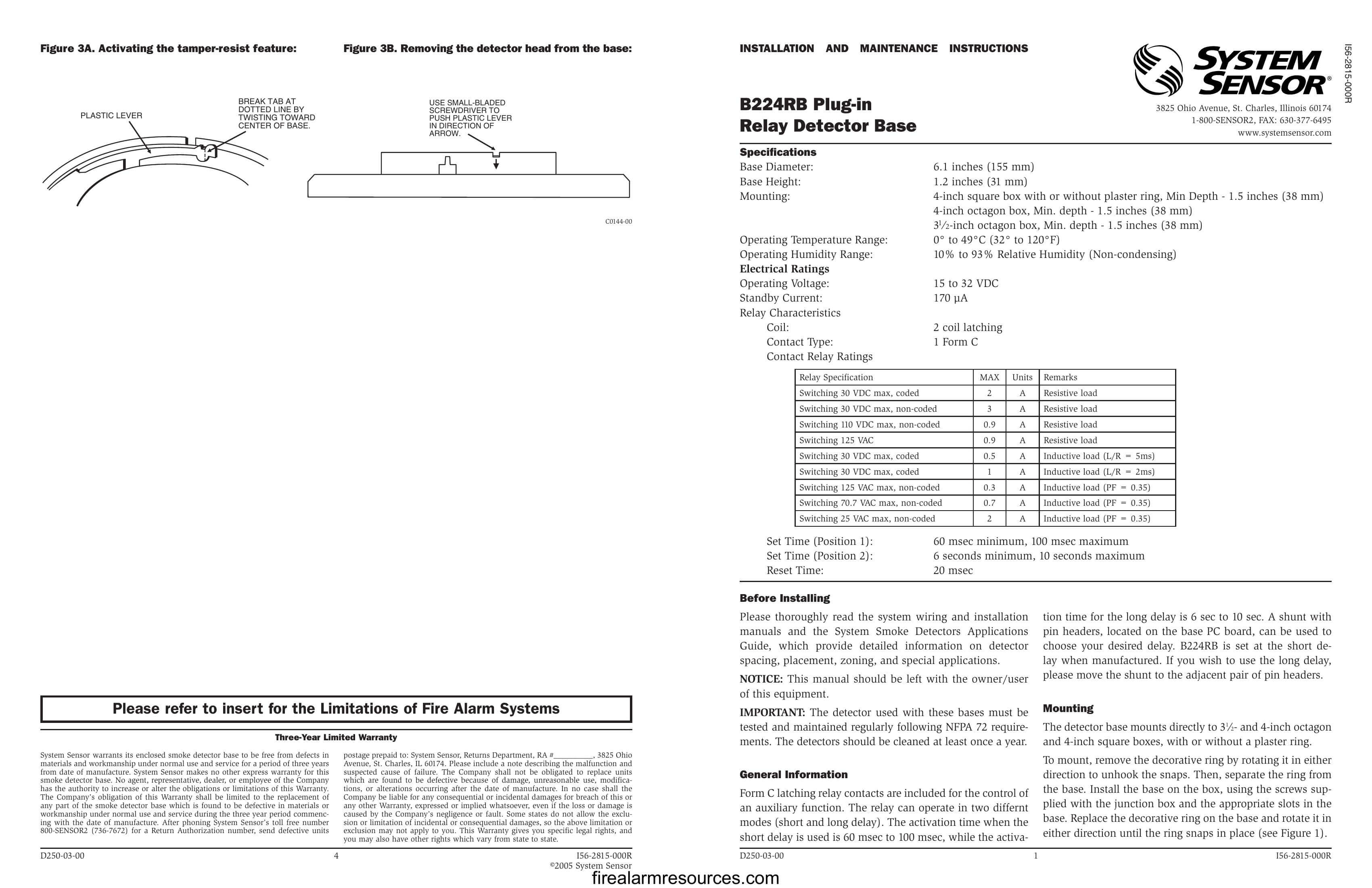 System Sensor B224BI Plug-in Isolator Detector Base INSTA... | Download ...