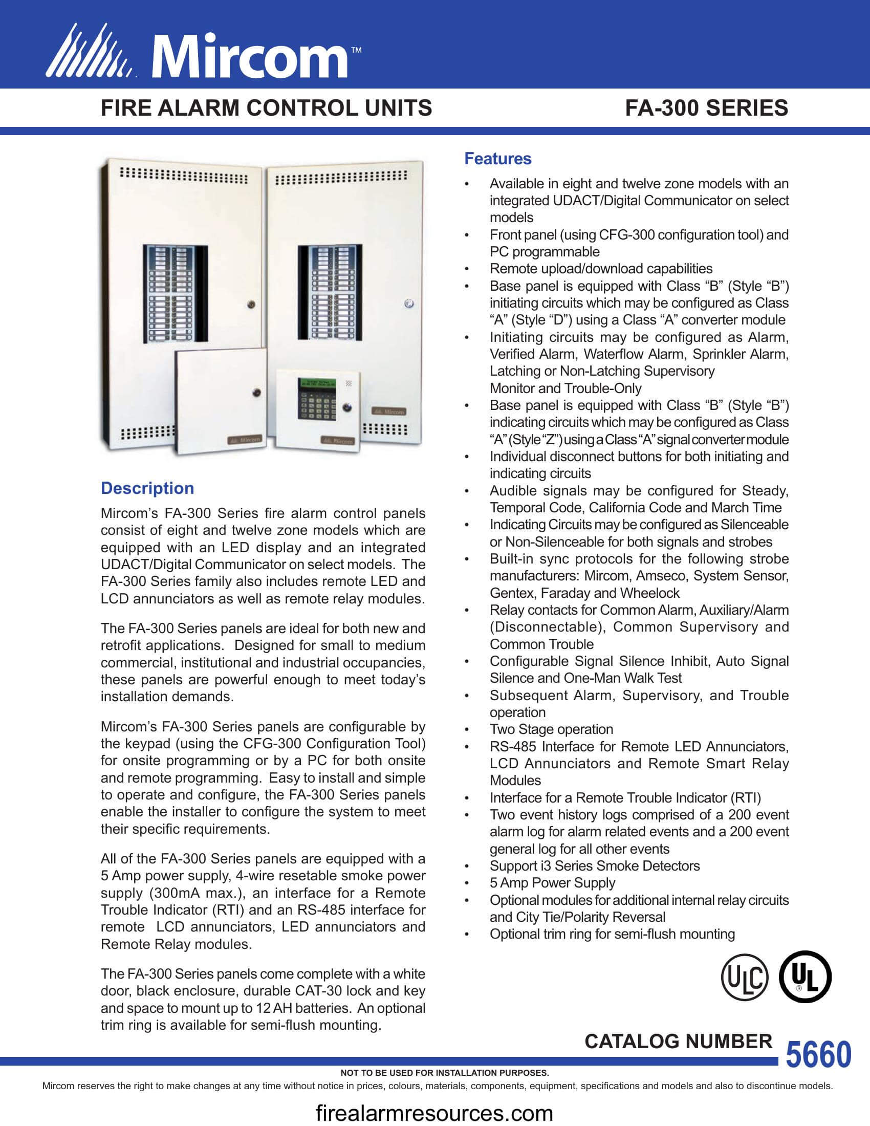 Mircom CAT-5910 FX-2000 Series Intelligent Fire Alarm Con... | Download ...