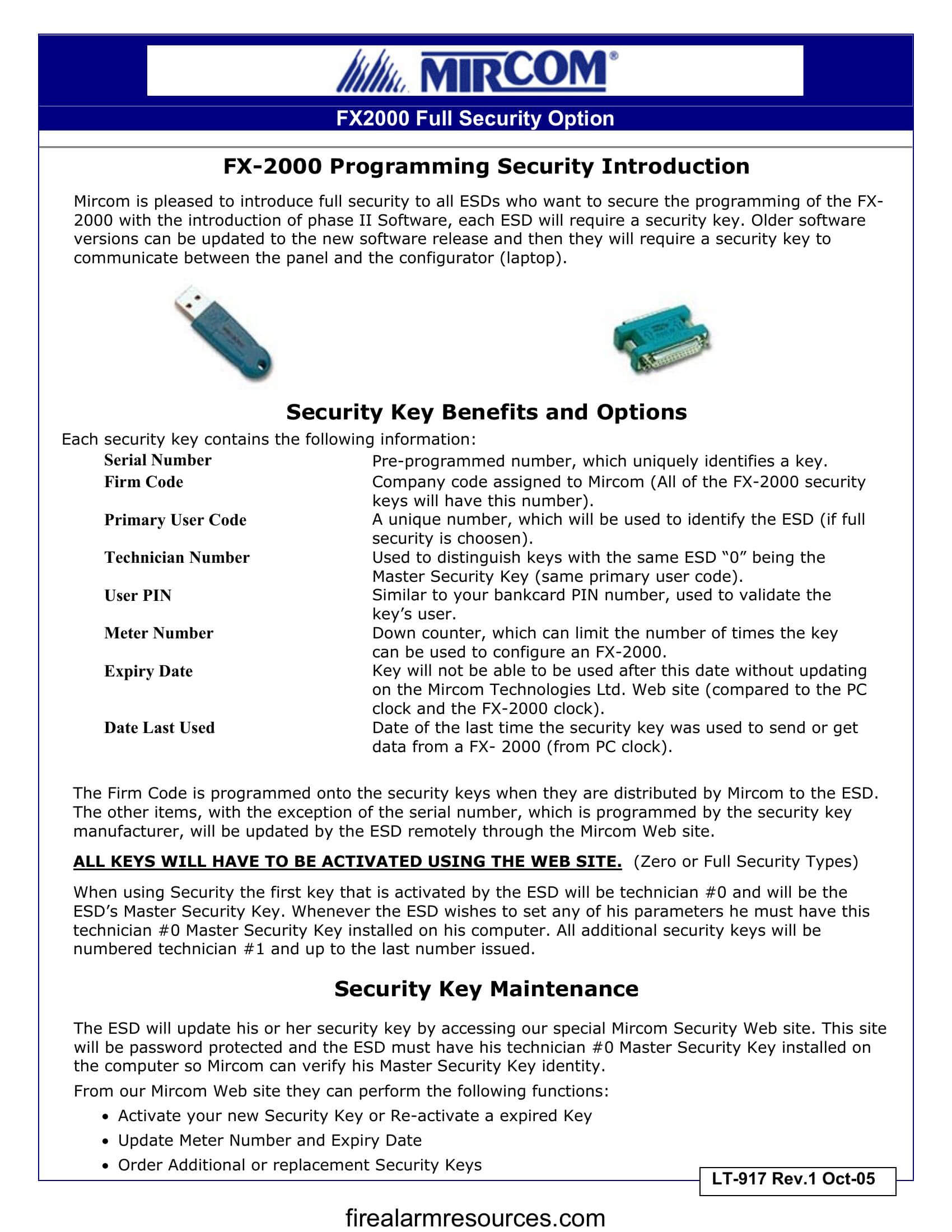 Mircom LT-917 FX-2000 Programming Security Introduction (... | Download ...
