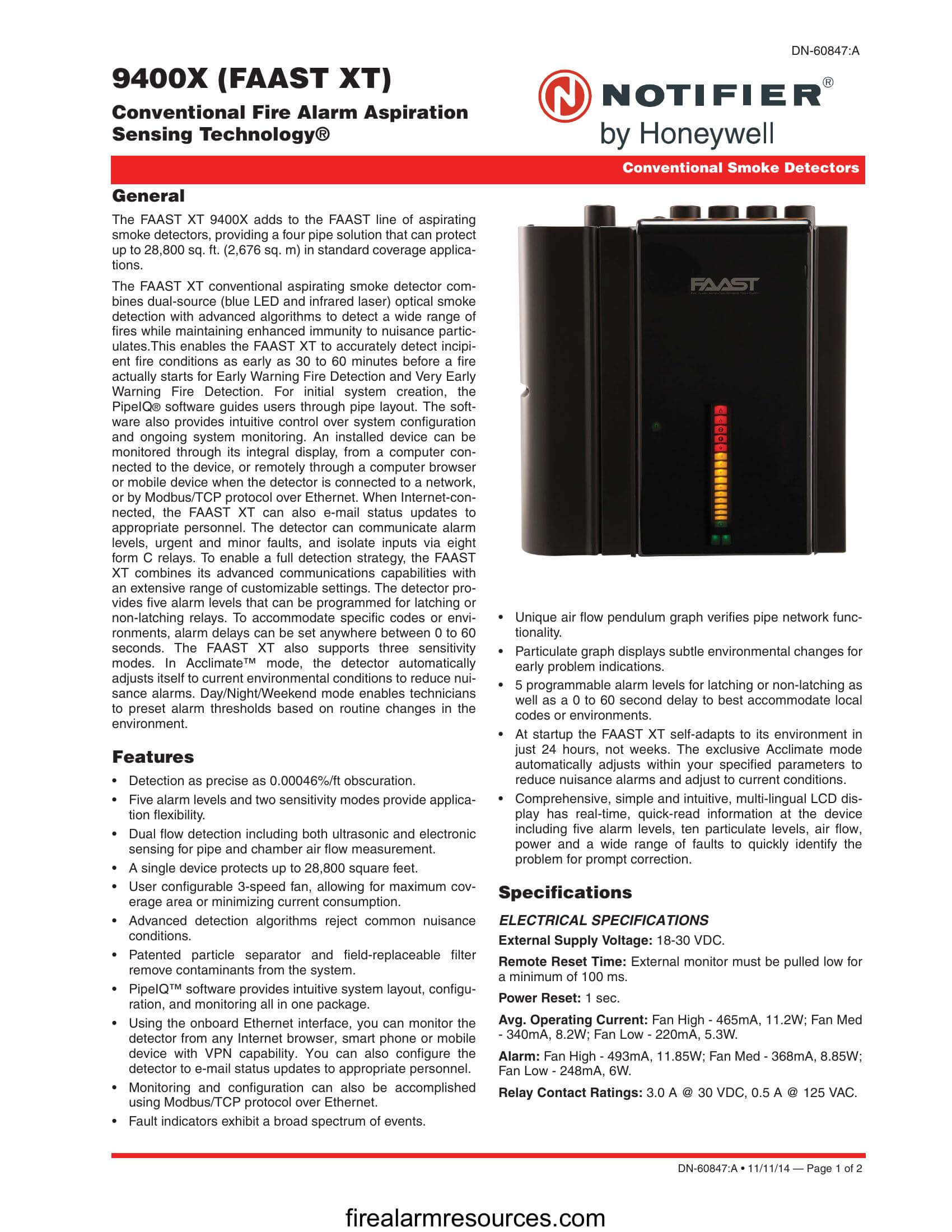 Notifier 9400X (FAAST XT)Conventional Fire Alarm Aspirati... | Download ...