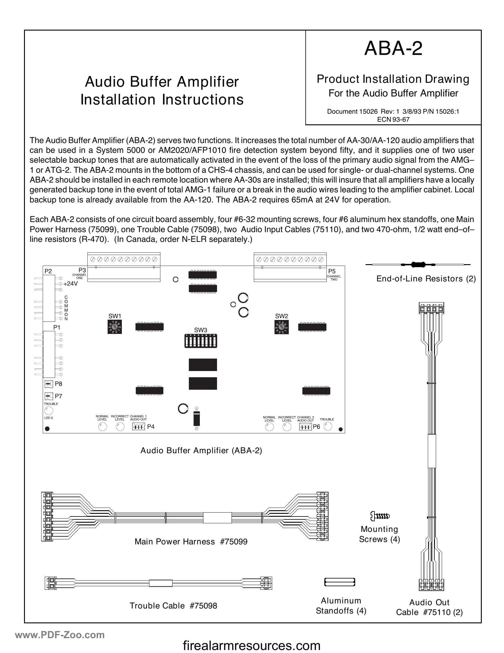 Notifier ABA-2 Audio Buffer Installation Instructions | Download fire ...