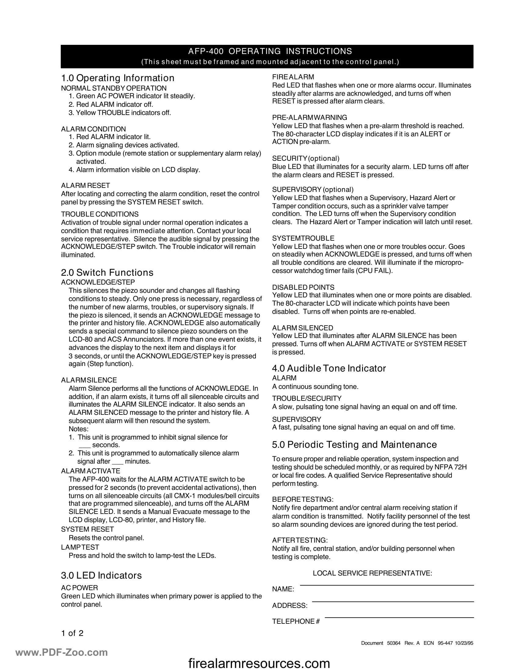 Notifier AFP-200 Operating Instructions | Download fire alarm documents