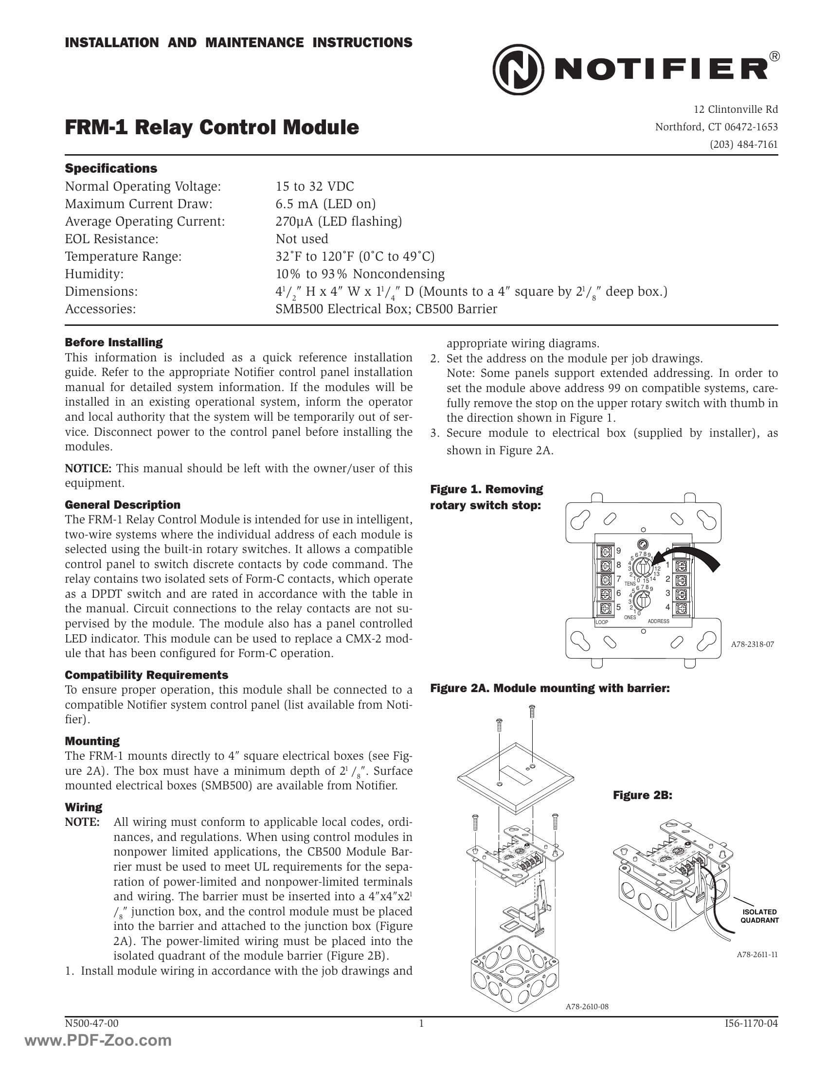 Notifier ACM-8R Relay Module | Download fire alarm documents