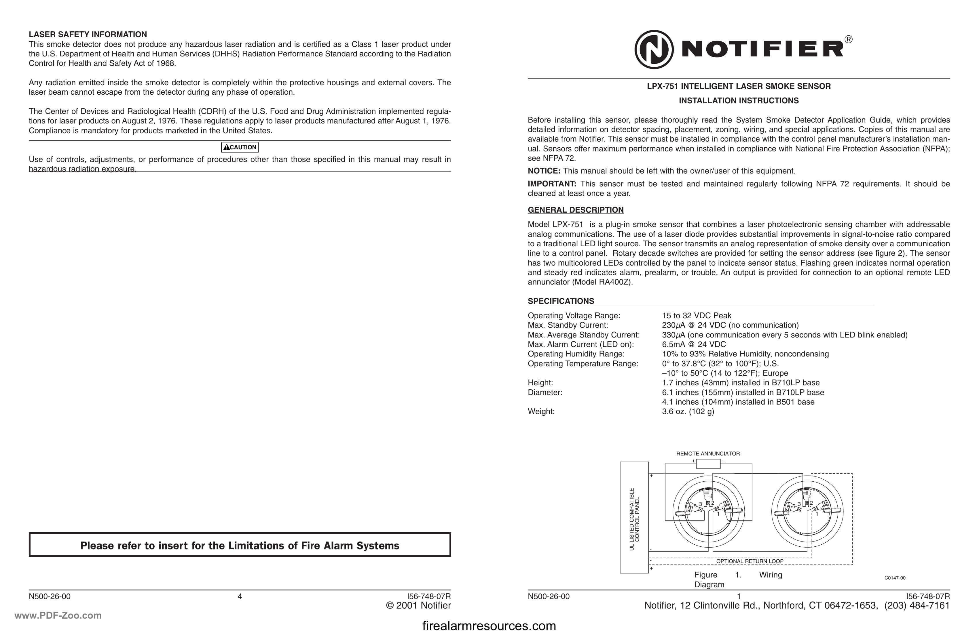 Notifier SD-551 & SDX-551th Plug-in Intelligent Photoelec... | Download ...