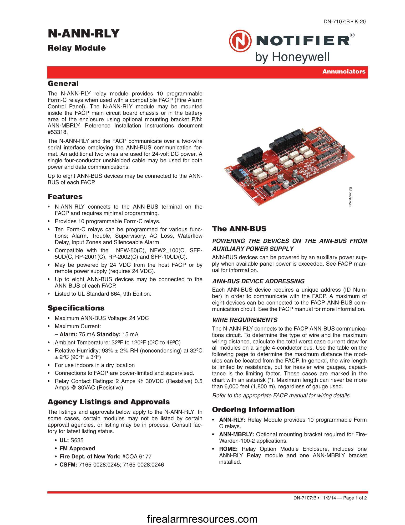 Notifier ACM-8R Relay Module | Download fire alarm documents