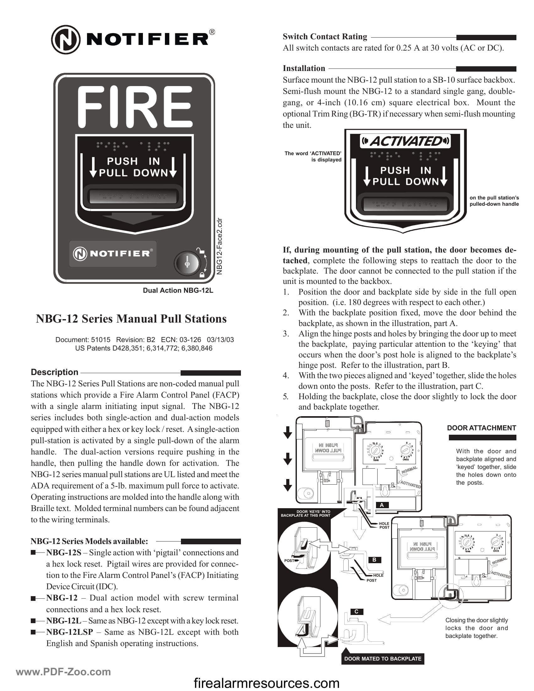 Notifier MPS-950B Series Non-Coded Manual Fire Alarm Pull... | Download ...