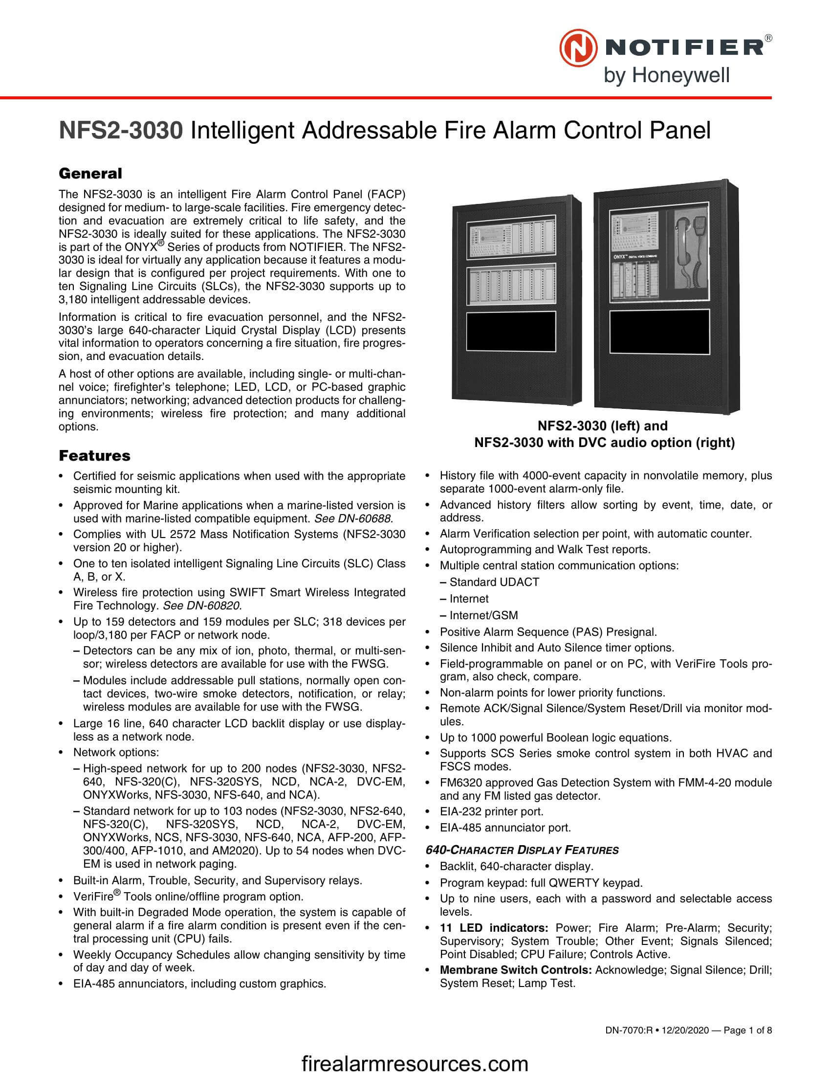 Notifier NFS2-640(E) Data Sheet | Download fire alarm documents
