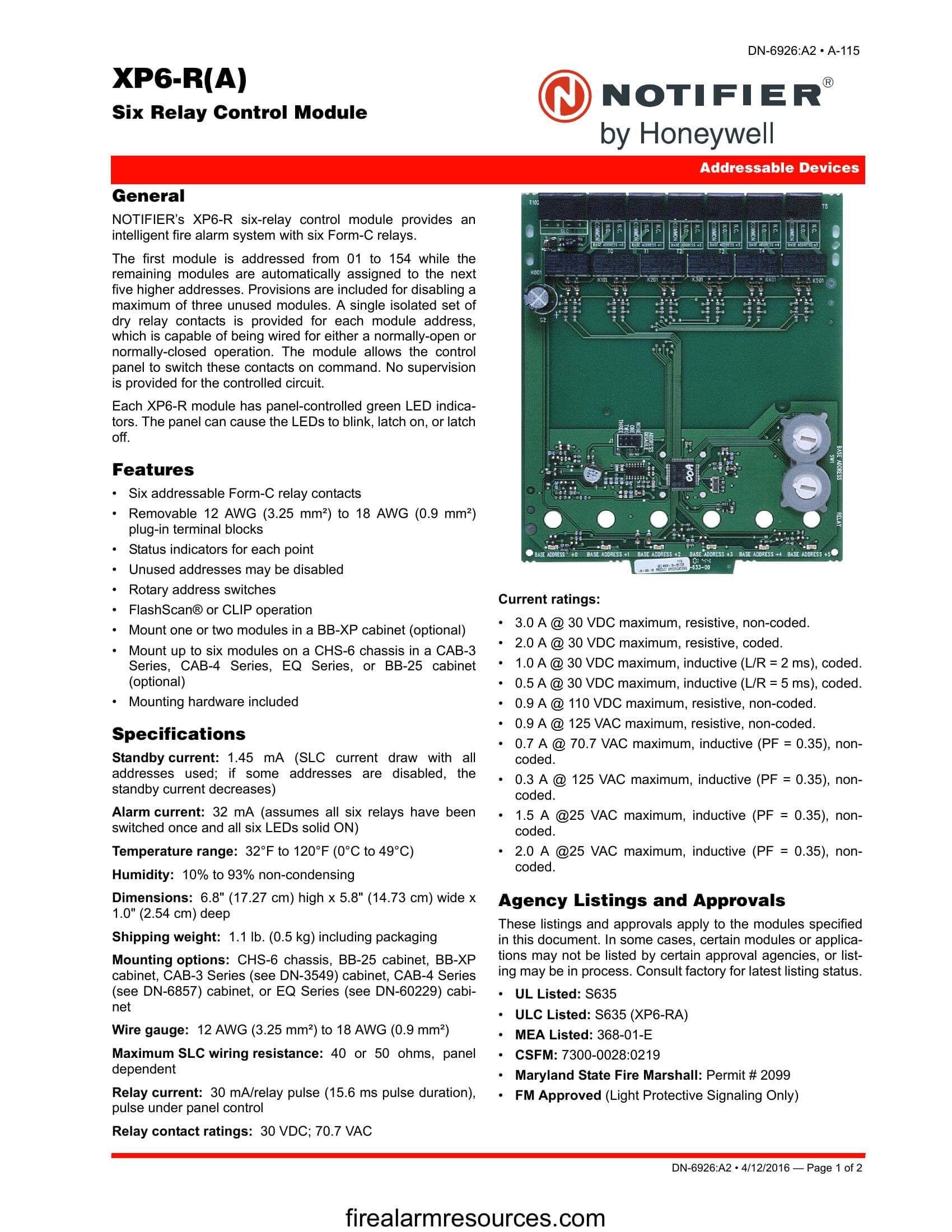Notifier ACM-8R Relay Module | Download fire alarm documents
