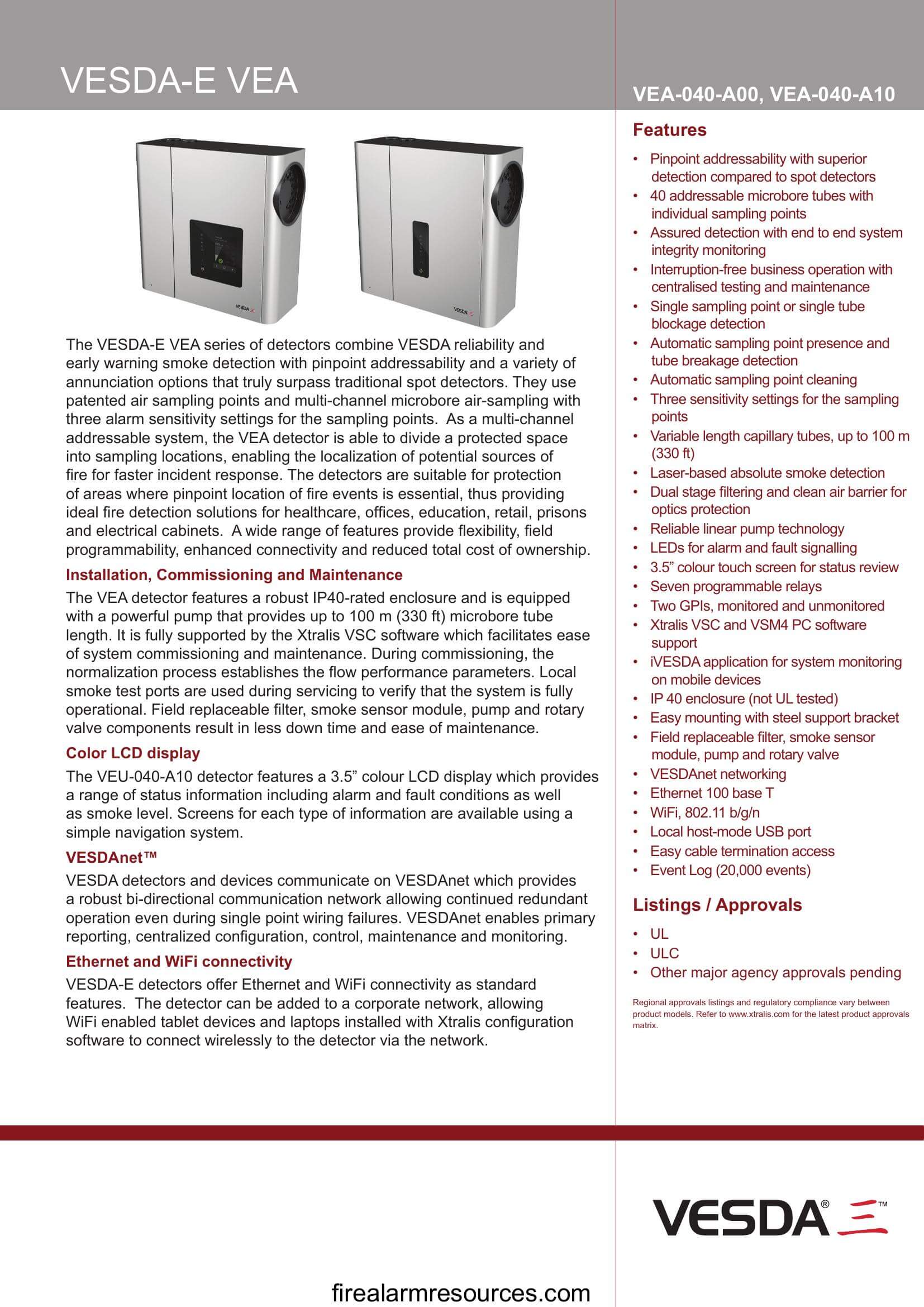 Vesda VLC Series Detector | Download fire alarm documents