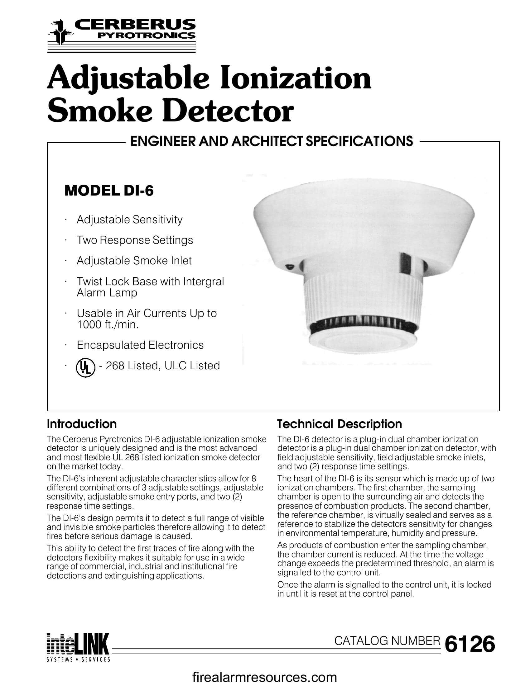 Cerberus Pyrotronics DI-3_A3_B3 Ionization Smoke Detector... | Download ...
