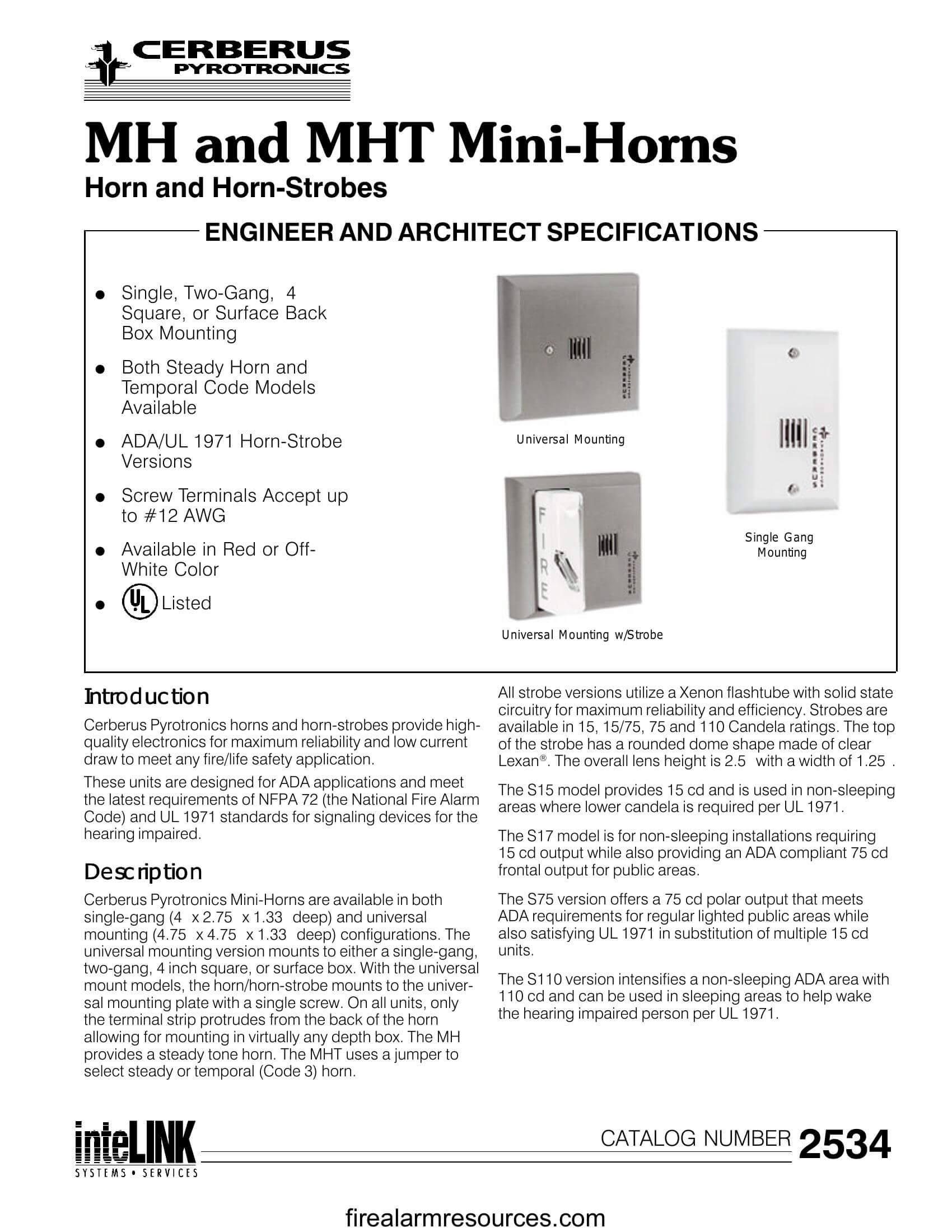 Cerberus Pyrotronics MHST Multi-Tone Horns Temporal Horns... | Download ...