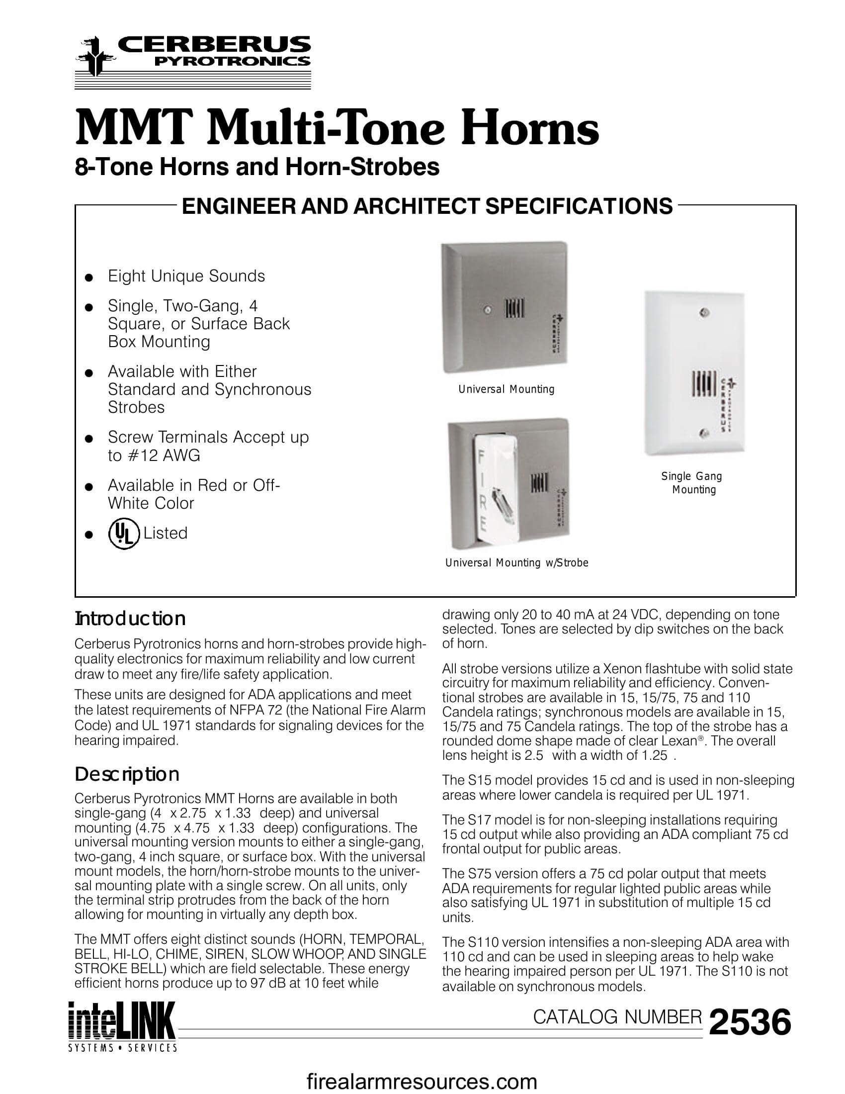 Cerberus Pyrotronics MHST Multi-Tone Horns Temporal Horns... | Download ...