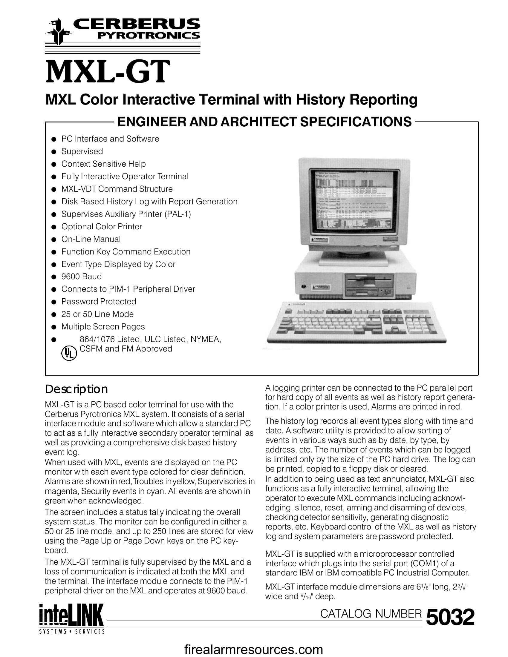 Cerberus Pyrotronics MXL-GT MXL Color Interactive Termina... | Download ...