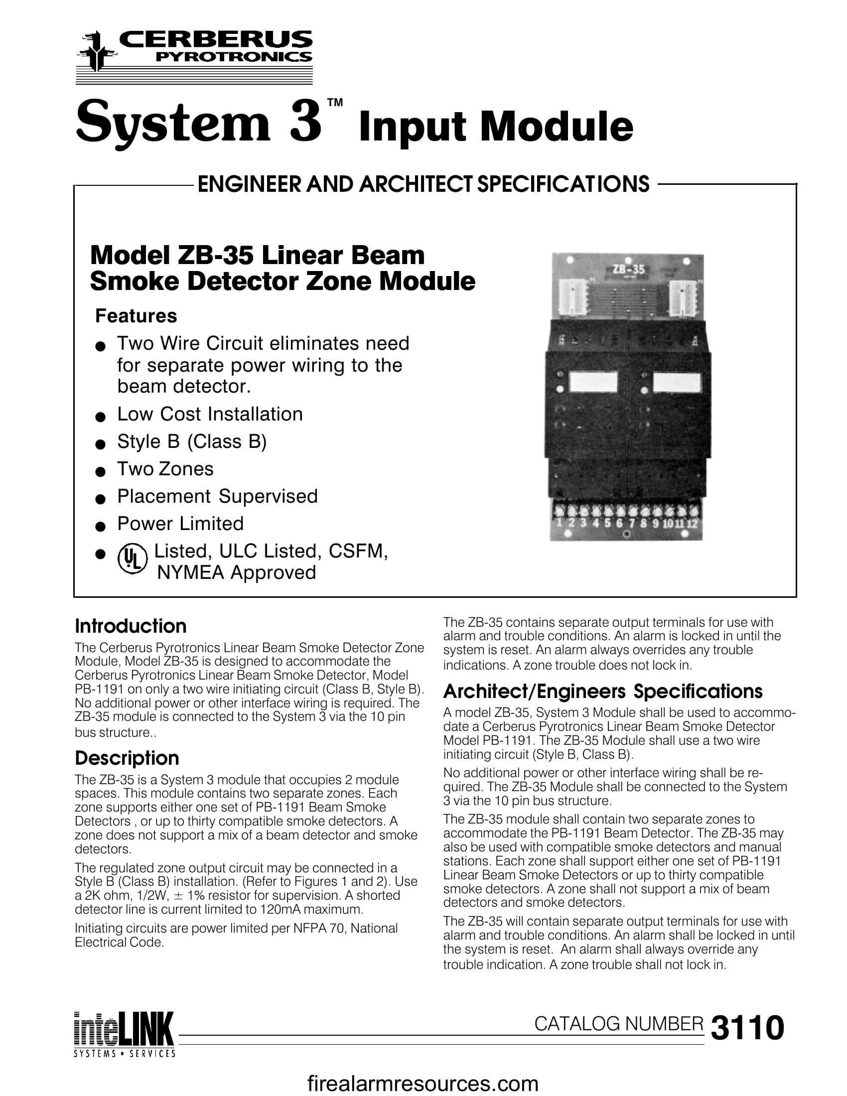 Cerberus Pyrotronics PBA-1191 Linear Beam Smoke Detector ... | Download ...