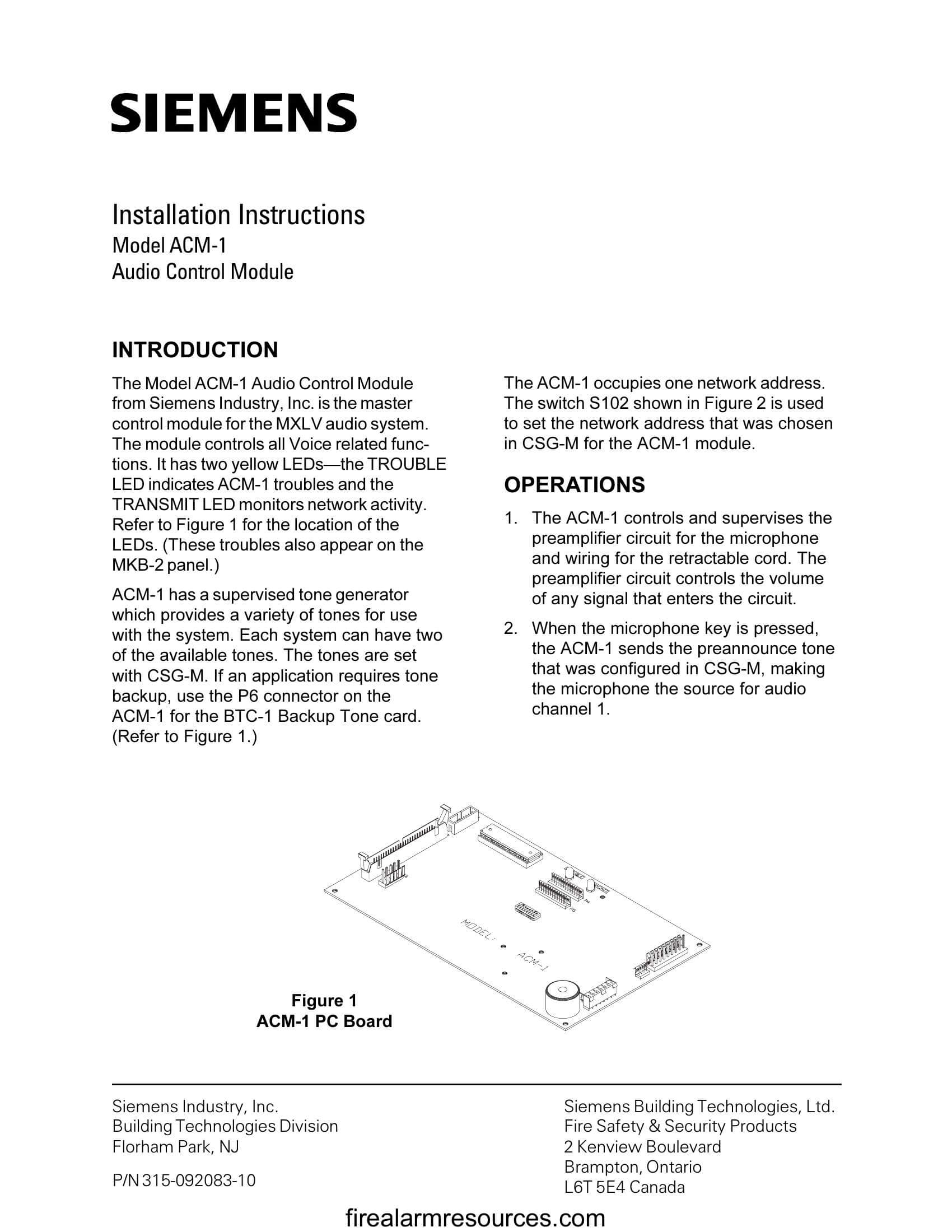 Siemens RCM-1 Riser Control Module, Installation Instruct... | Download ...