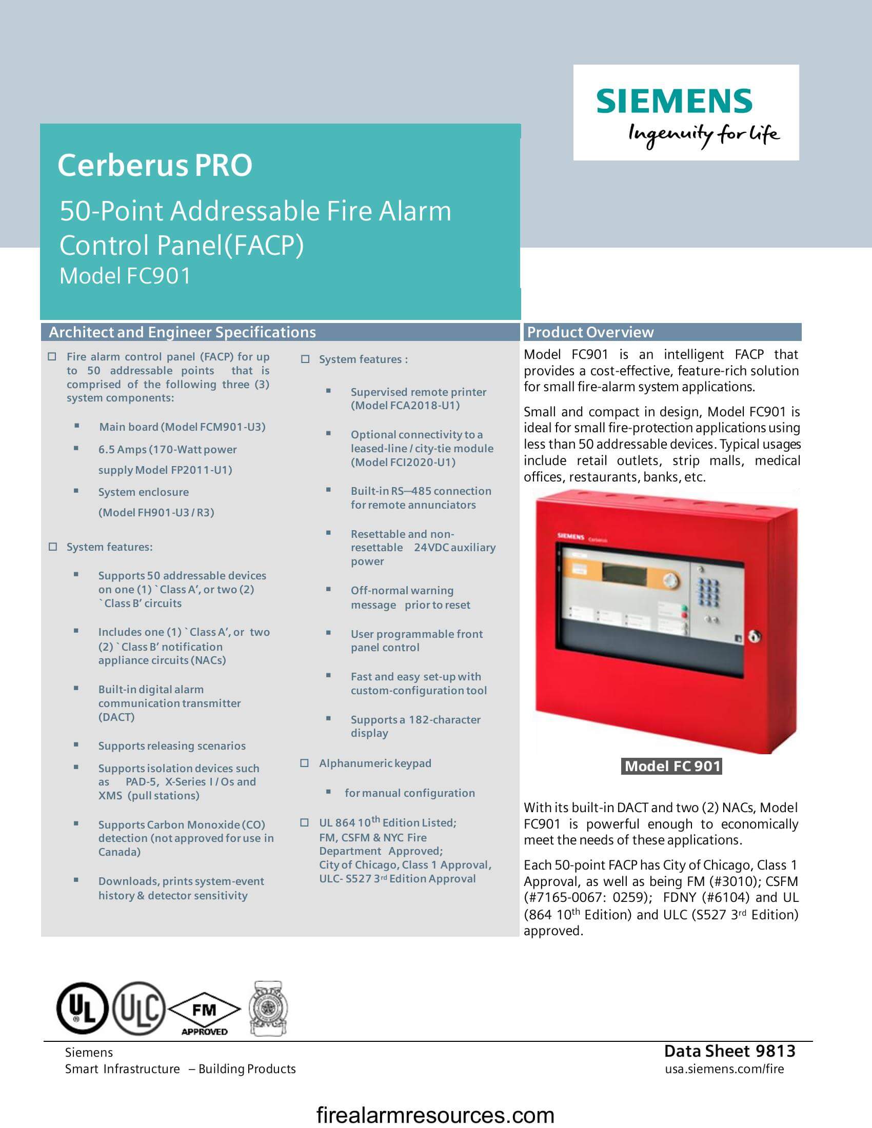 Siemens FC2005 Desigo 50-Point Addressable Fire Alarm Con... | Download ...