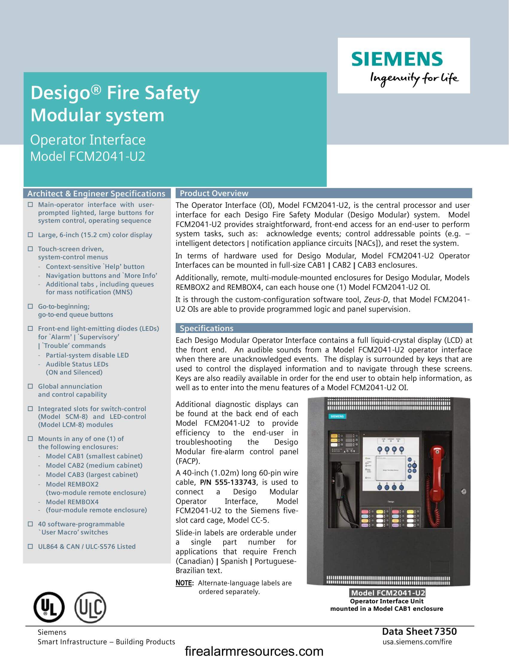 Siemens FCM2041-U2 Desigo Modular Operator Interface, Dat... | Download ...