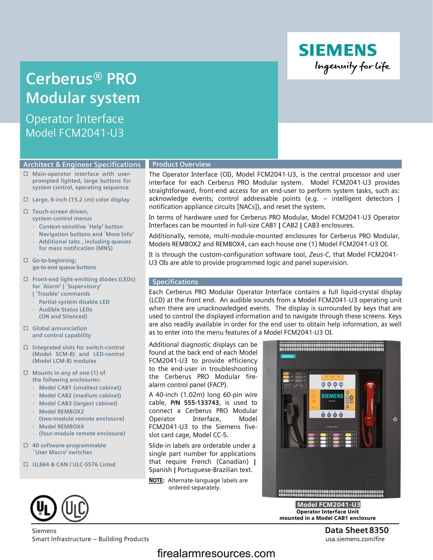 Siemens FCM2041-U2 Desigo Modular Operator Interface, Dat... | Download ...