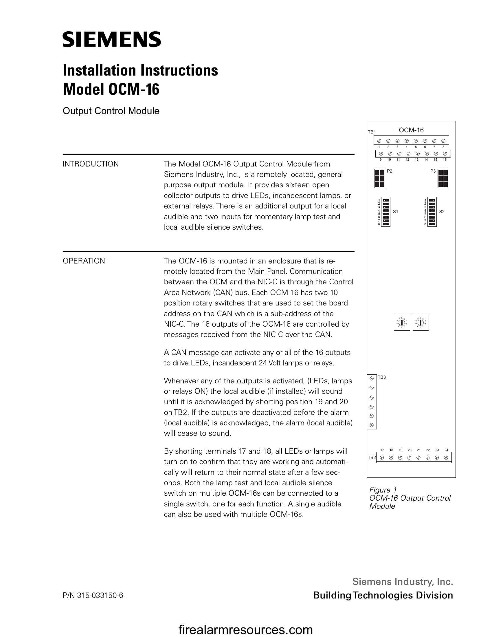 Siemens RCM-1 Riser Control Module, Installation Instruct... | Download ...