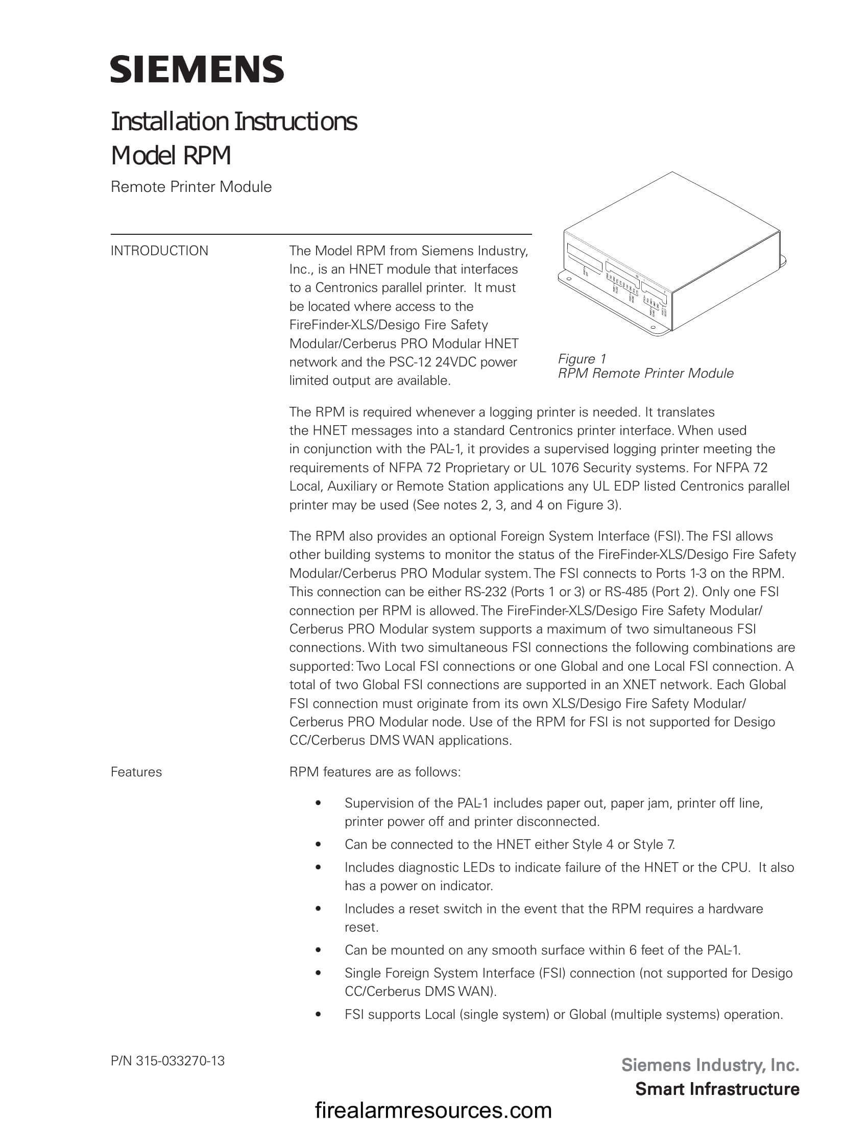 Siemens VPM VESDA Peripheral Module, Installation Instruc... | Download ...