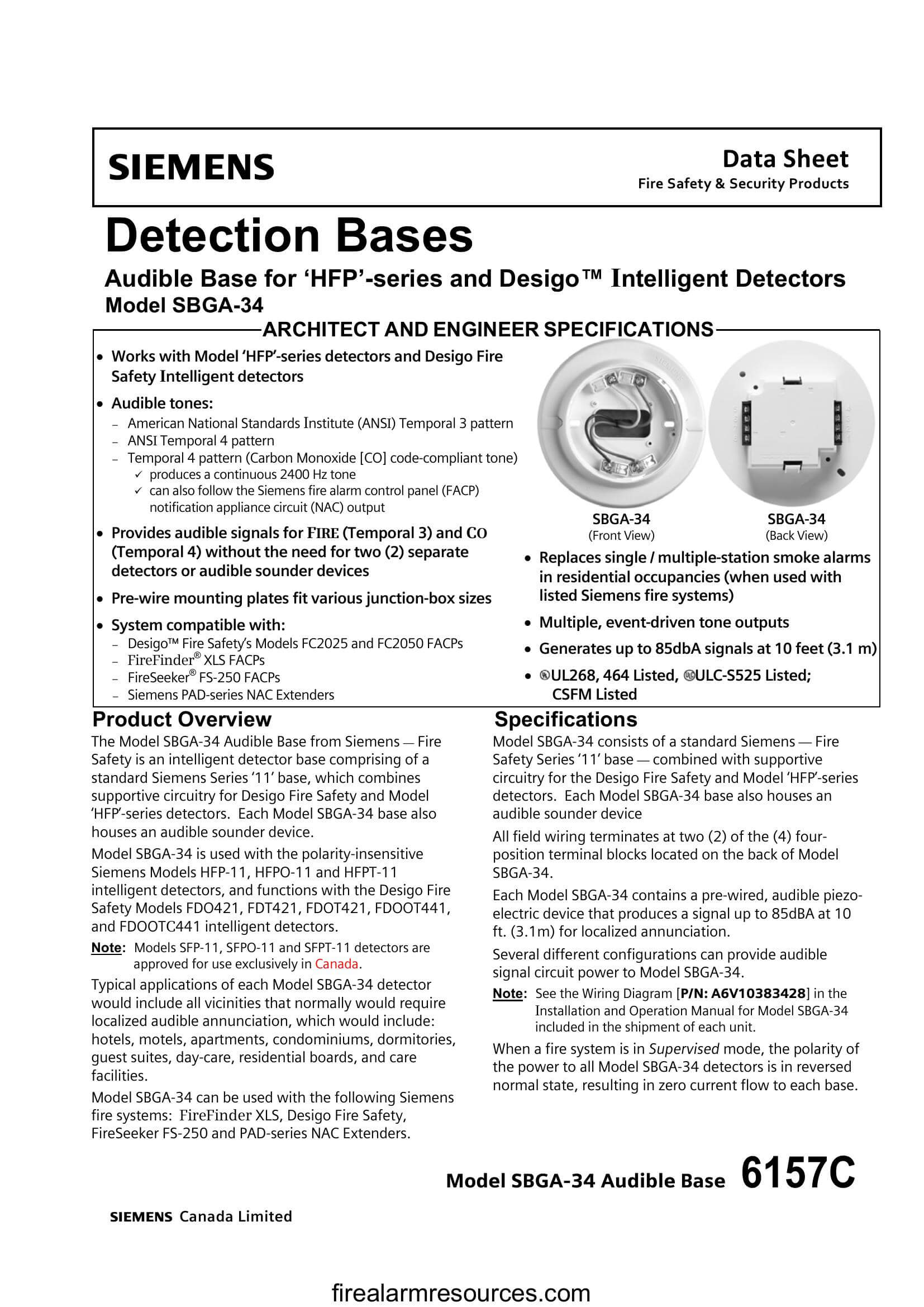 Siemens SBGA-34 Audible Base for ‘HFP’ series and Desigo ... | Download ...