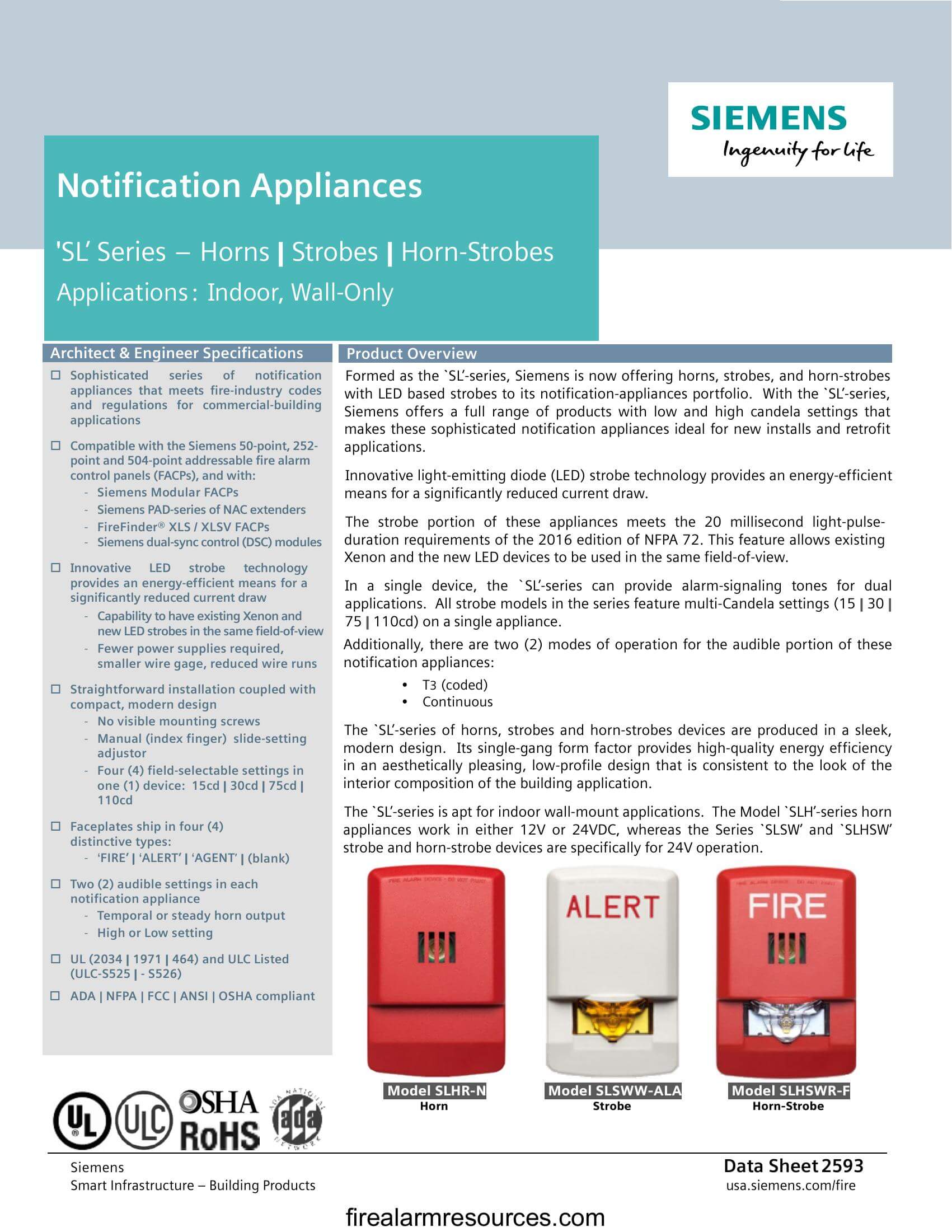 Siemens SLFS and SLFSS Series – Low-Frequency Sounders S... | Download ...