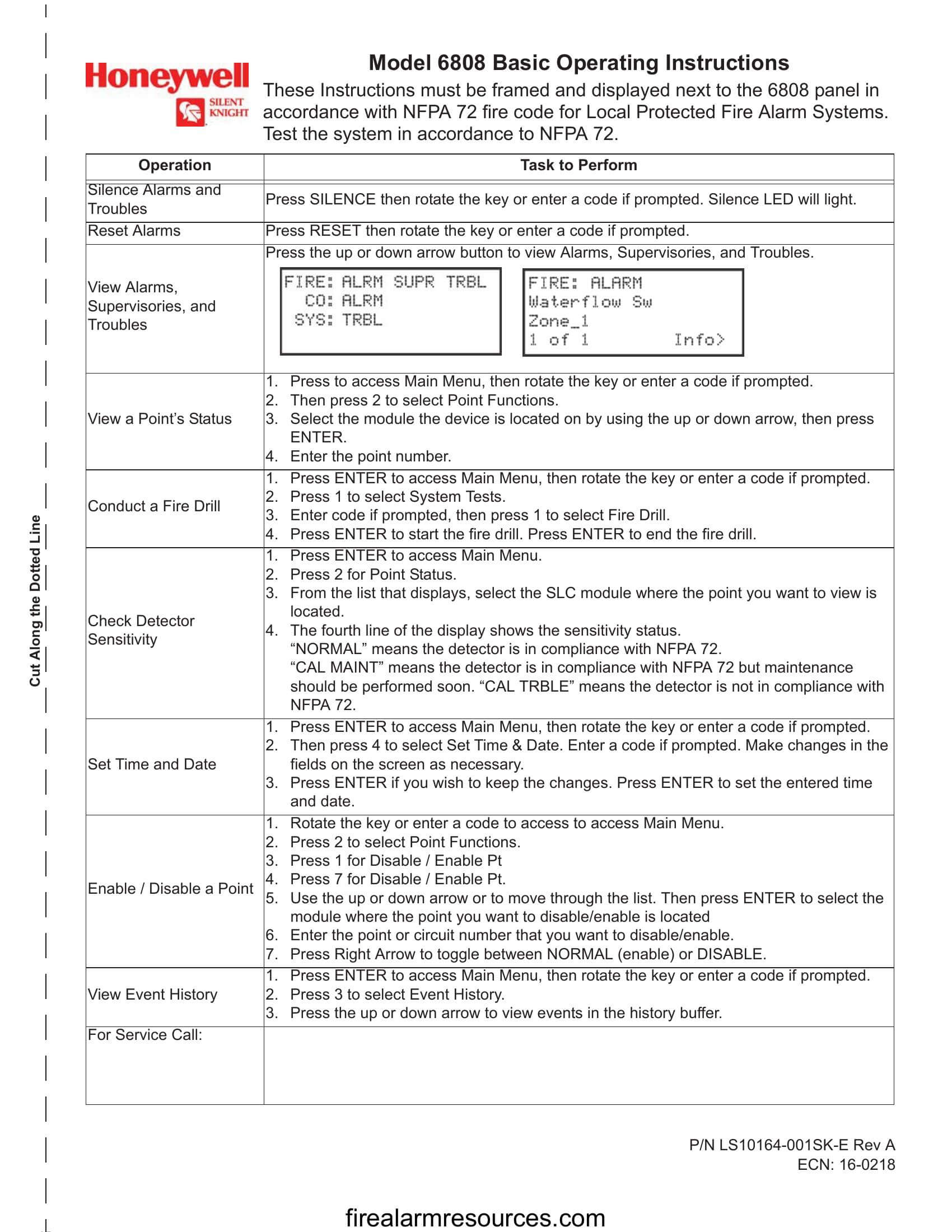 Silent Knight 6820evs Operation Card Download Fire Alarm Documents