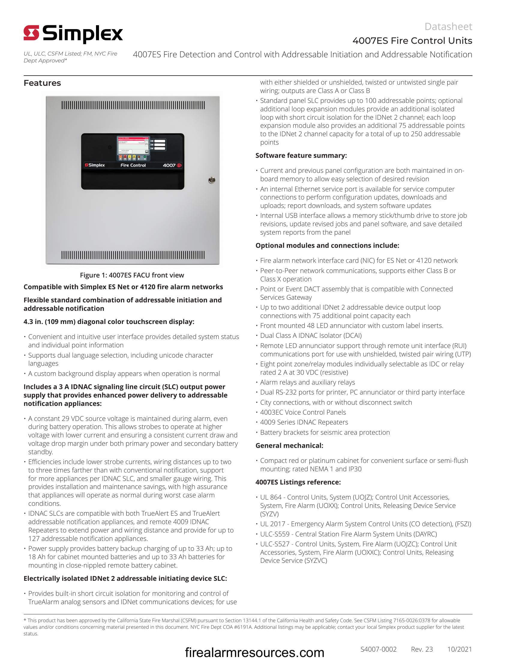 Simplex 4007ES Fire Control Panels; Fire Detection and Co... | Download ...
