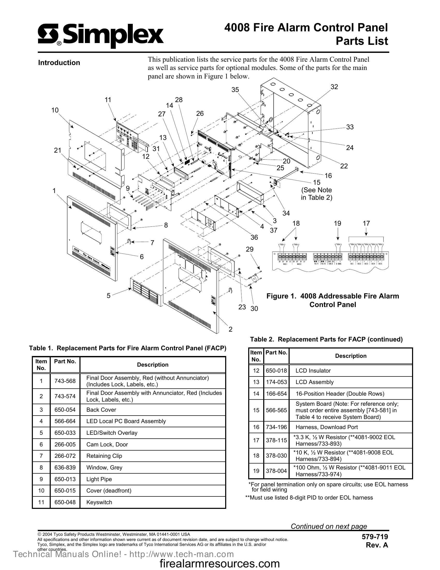 Simplex 4100 Access Control Parts List Rev A | Download fire alarm ...