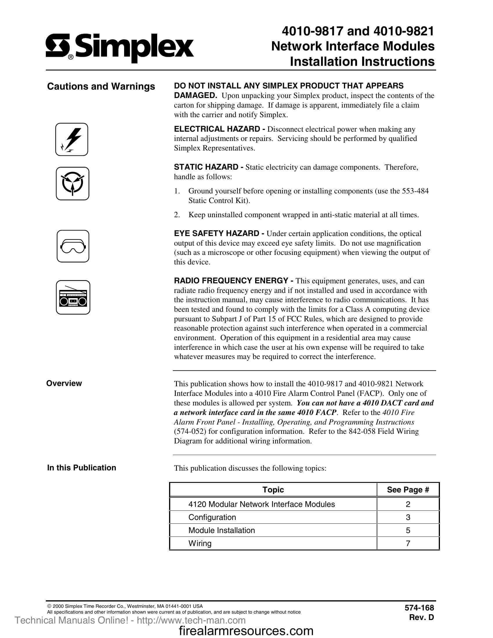 Simplex 4010-9812 RS232 Service Modem Card Rev B | Download fire alarm ...