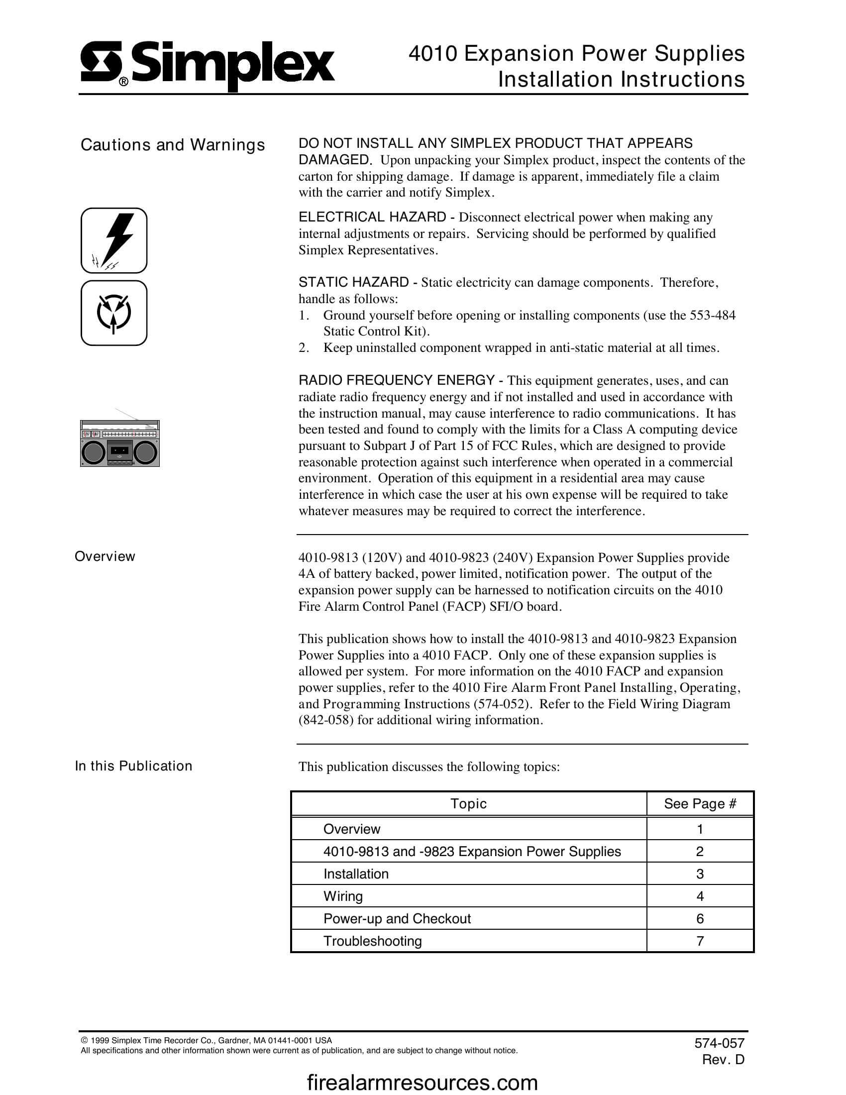 Simplex CDT Expansion Power Supply – Interconnection Diag... | Download ...