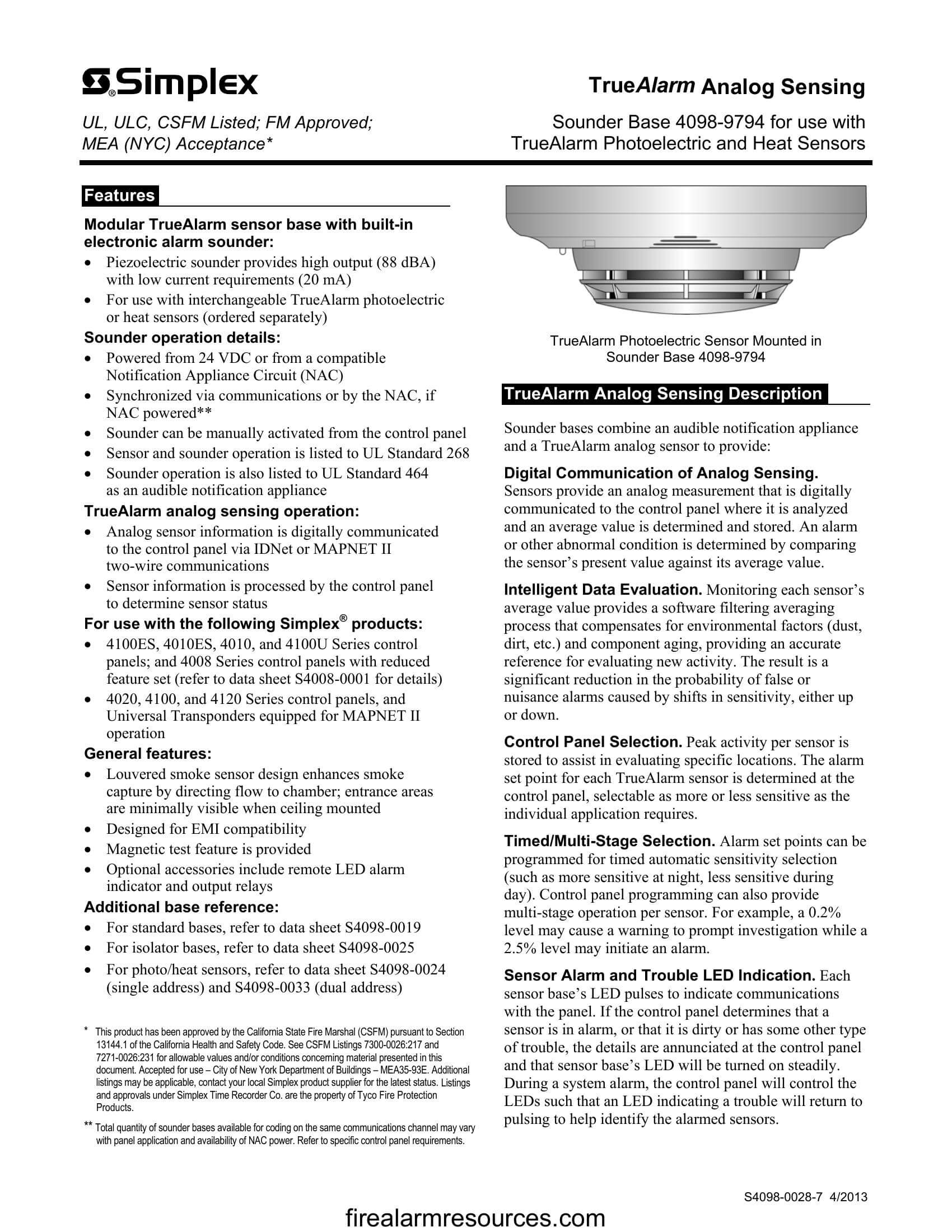 Simplex 4098-9794 TrueAlarm Photoelectric, Ionization, an... | Download ...