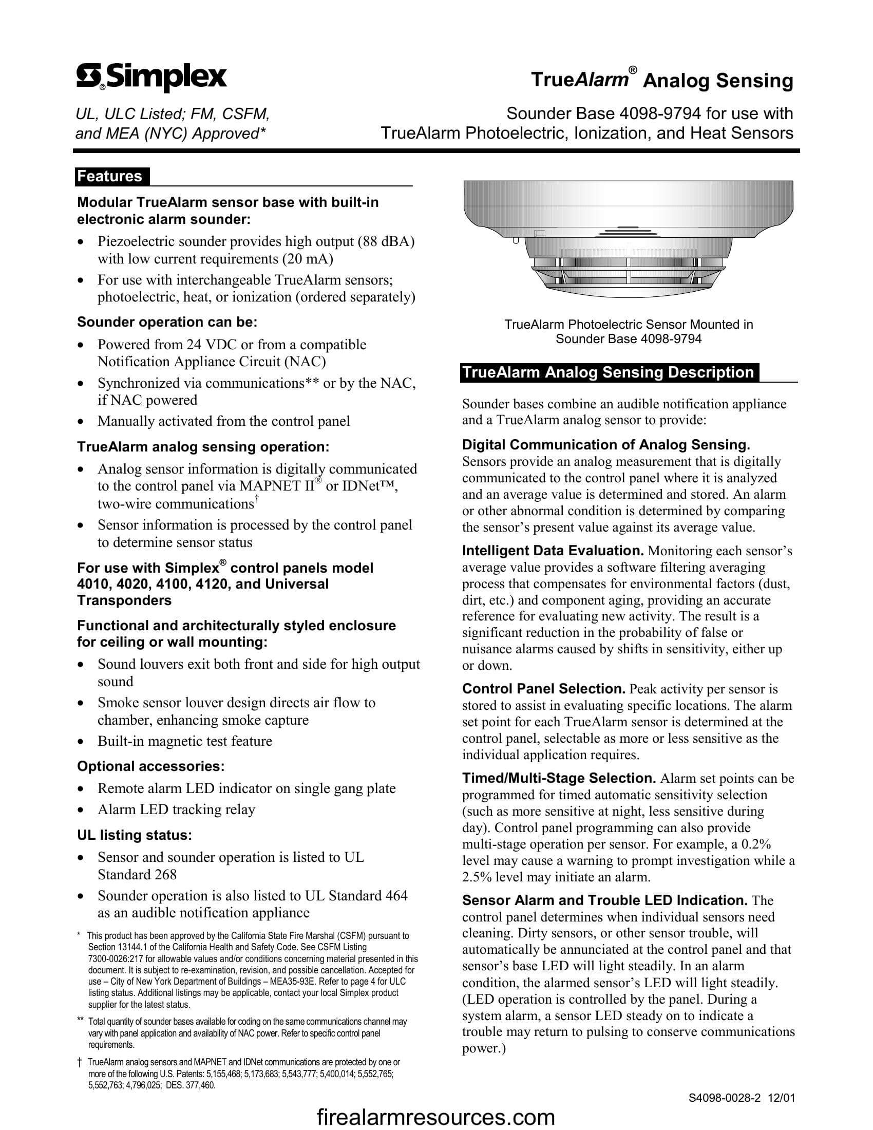 Simplex 4098-9794 TrueAlarm Photoelectric, Ionization, an... | Download ...
