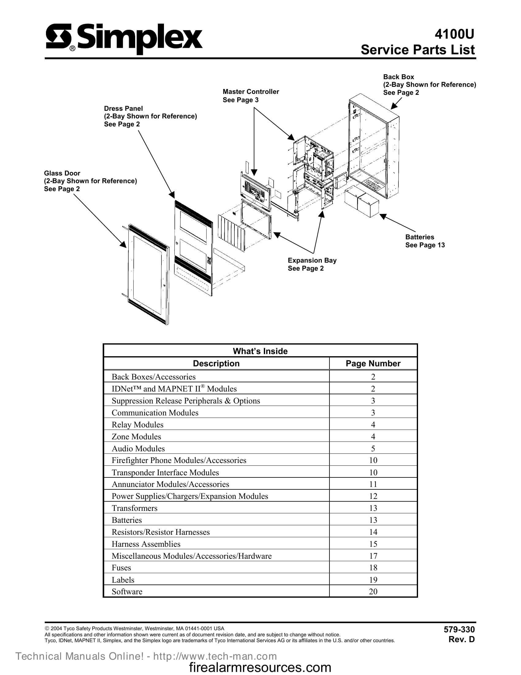 Simplex 4100 Access Control Parts List Rev A | Download fire alarm ...