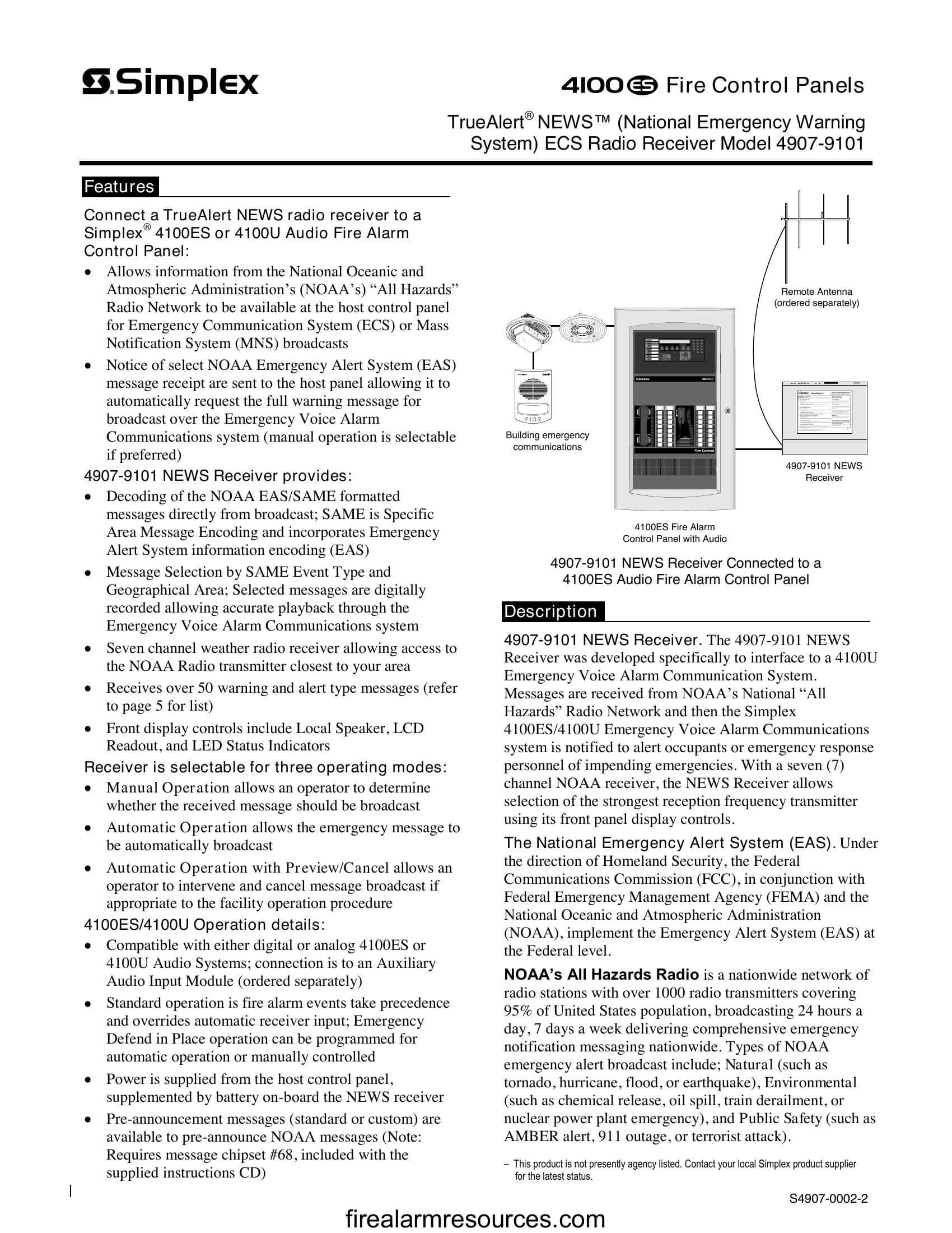 Simplex 4100ES Fire Alarm Control Panels; TrueAlert NEWS ... | Download ...