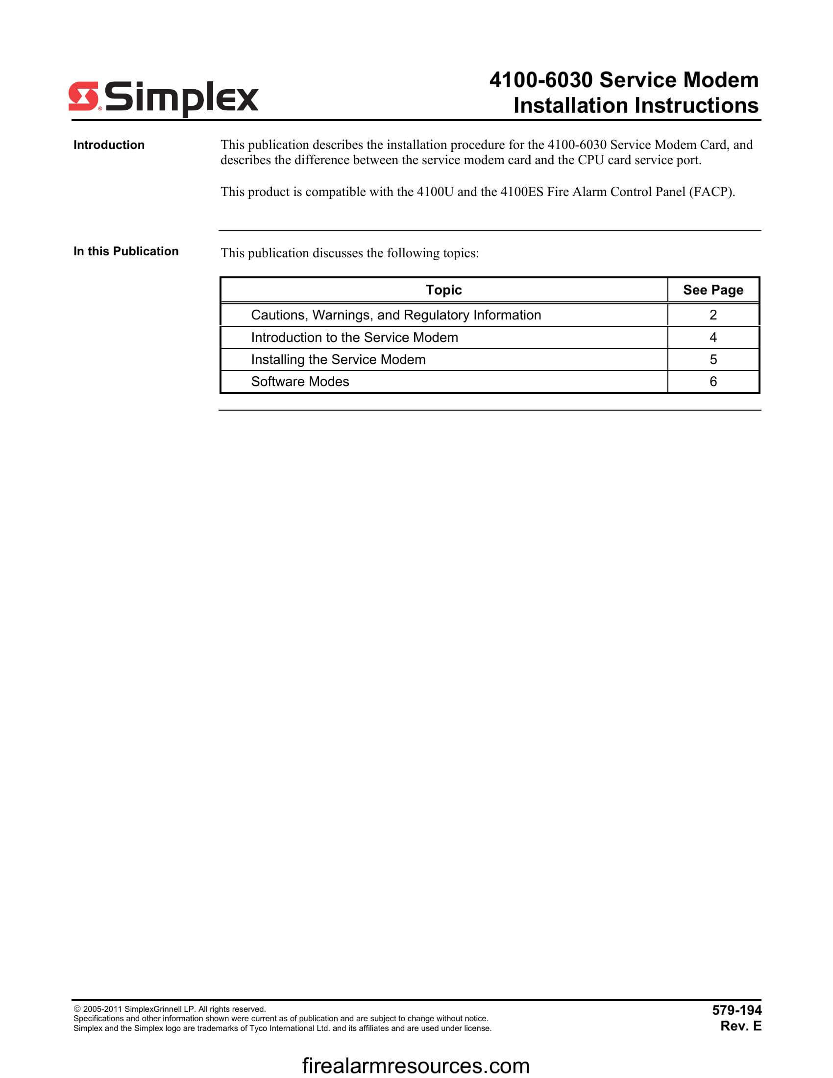 Simplex Installation Instructions 4100 4120-Series Media ... | Download fire alarm documents