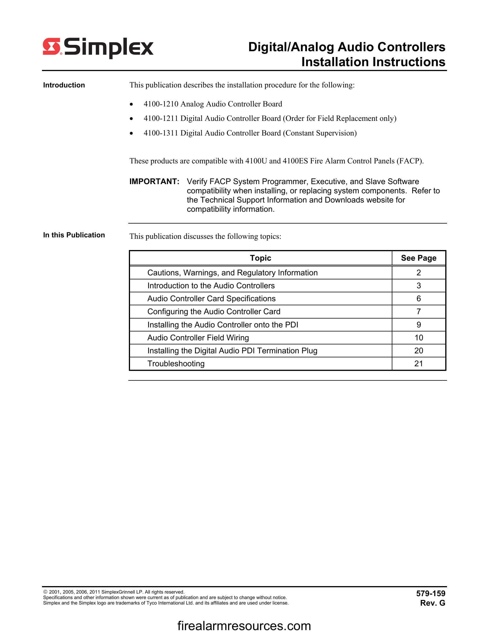 Simplex Installation Instructions Redundant Master Contro... | Download ...