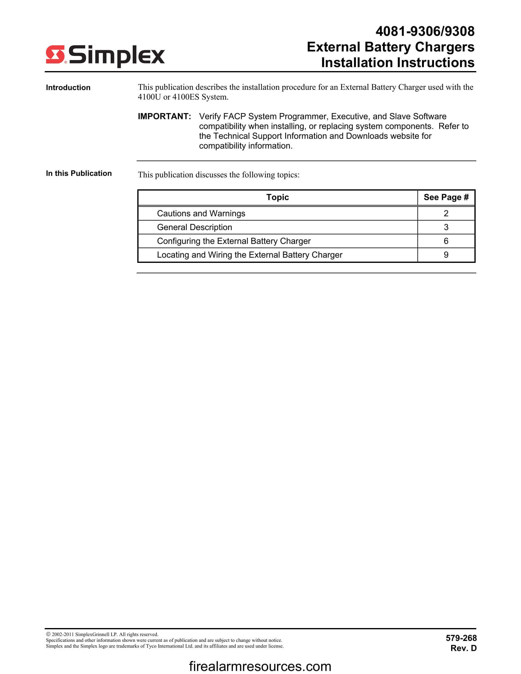 Simplex Installation Instructions Redundant Master Contro... | Download ...