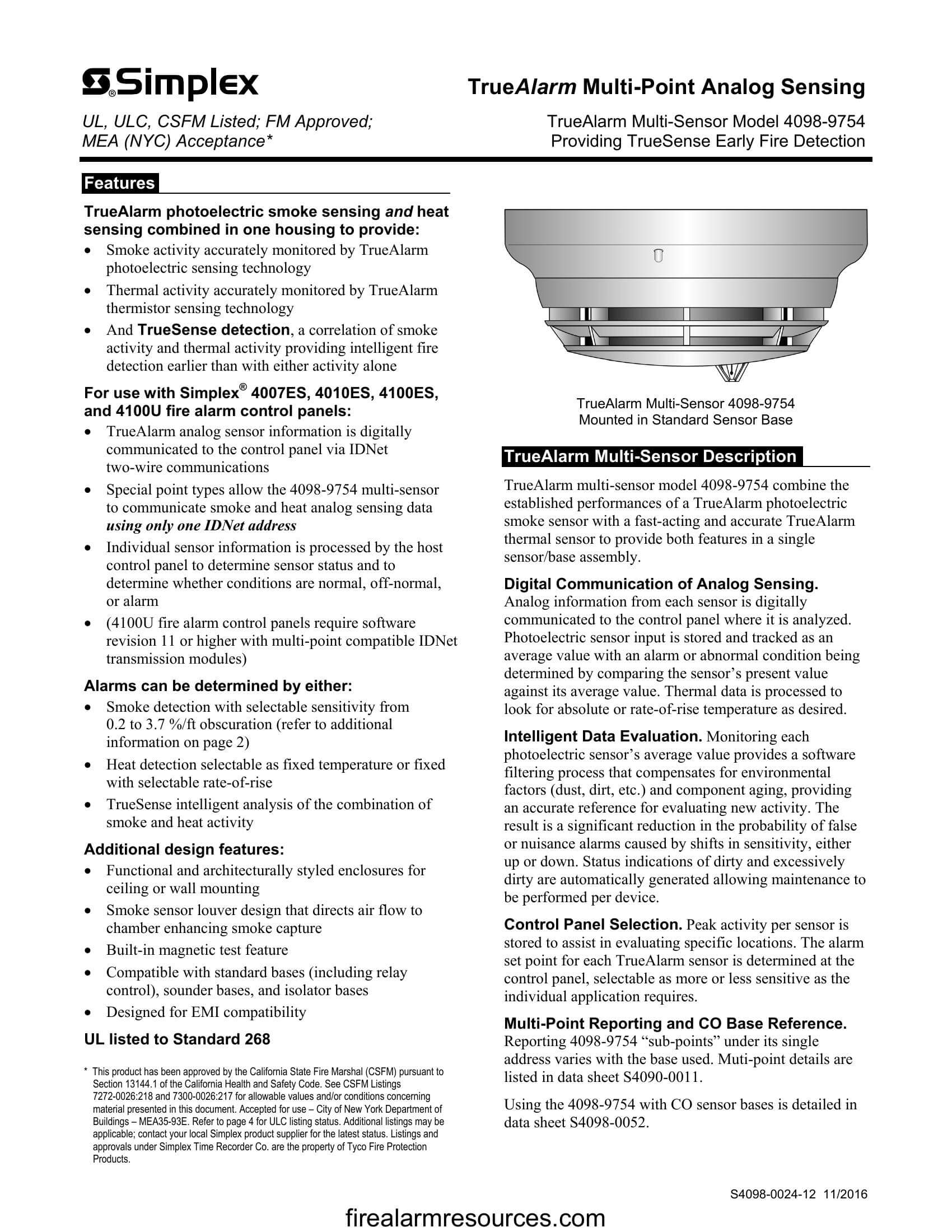 Simplex S4098-0024-8 – Revised 11_12 4098-9754 TrueAlarm ... | Download ...
