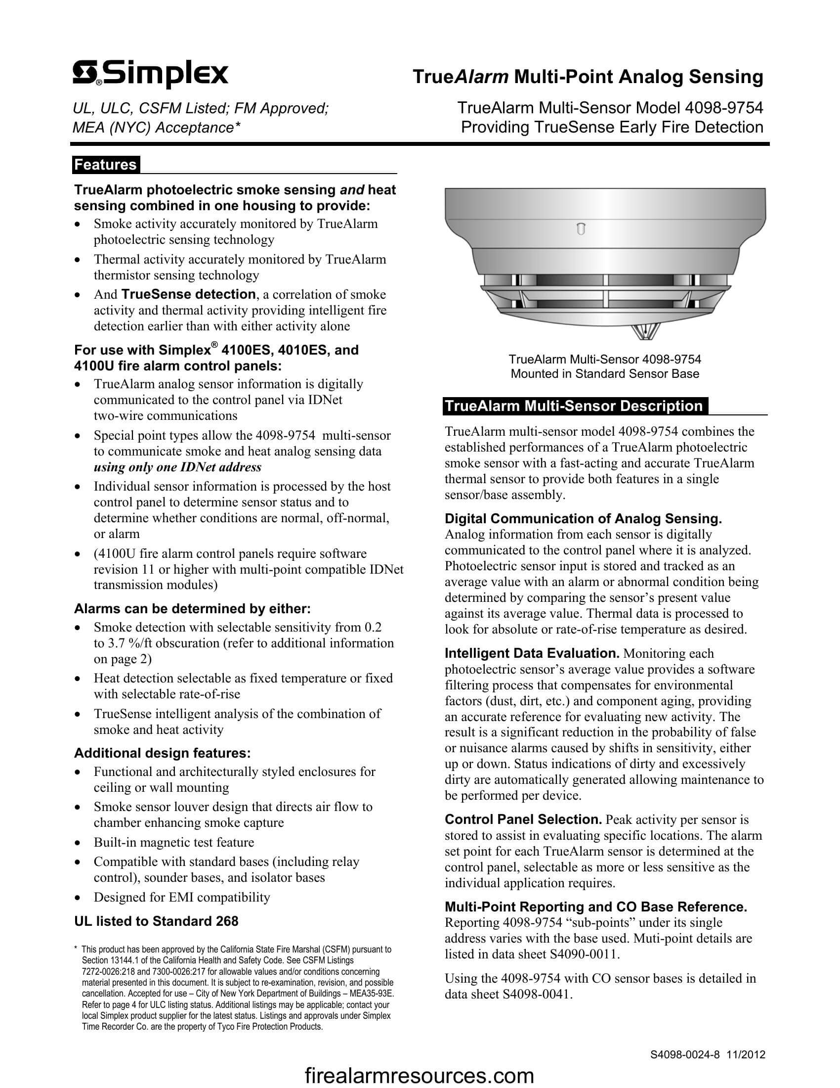 Simplex S4098-0024-8 – Revised 11_12 4098-9754 TrueAlarm ... | Download ...