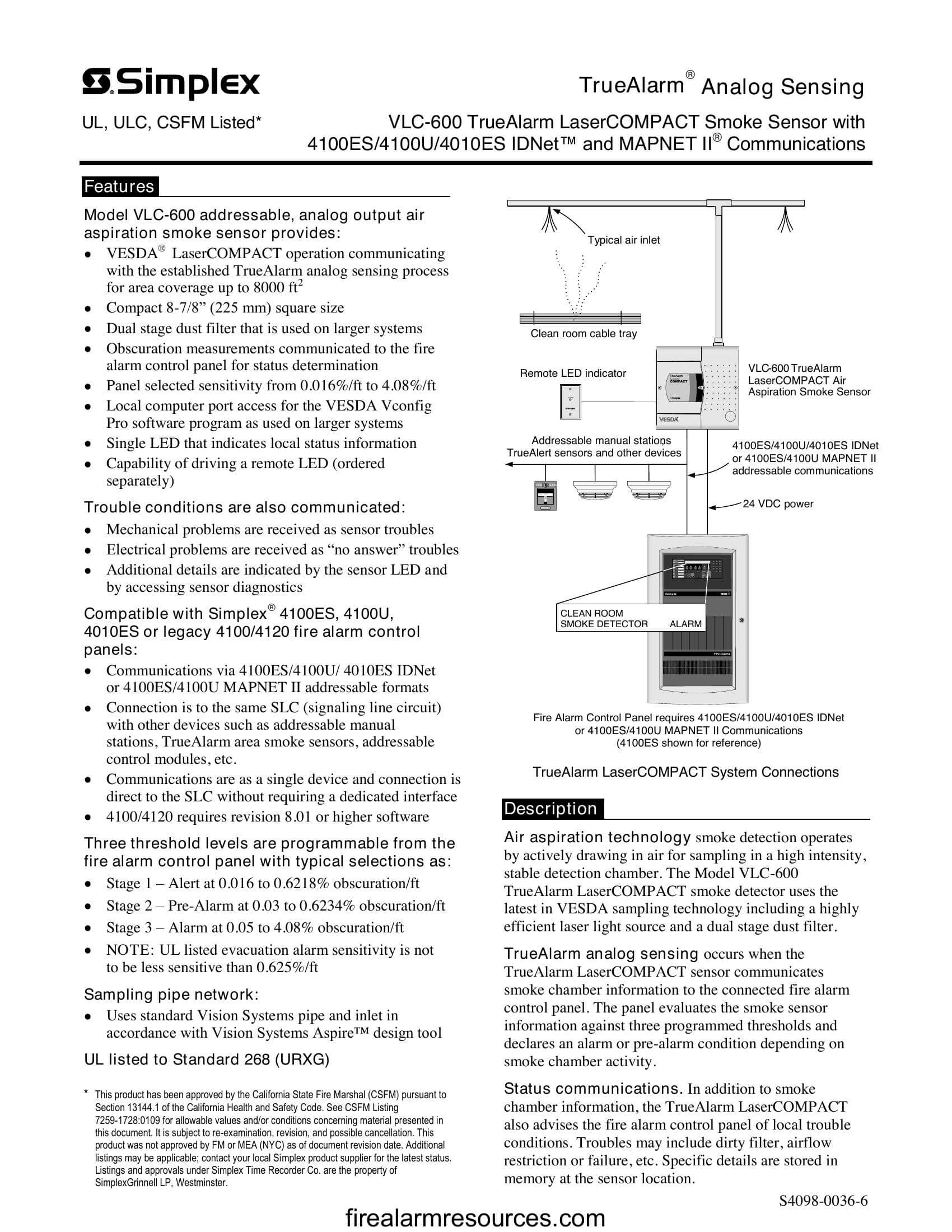 Simplex VLC-600 TrueAlarm LaserCOMPACT Smoke Sensor with ... | Download ...