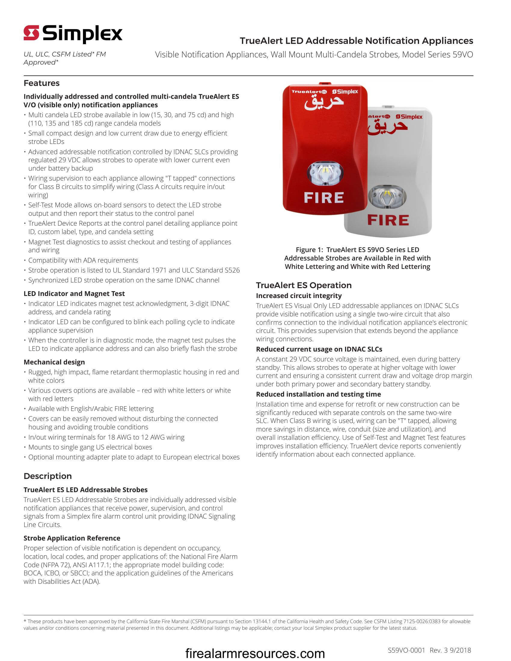 Simplex Truealert Es Audible Notification Appliances Wal Download