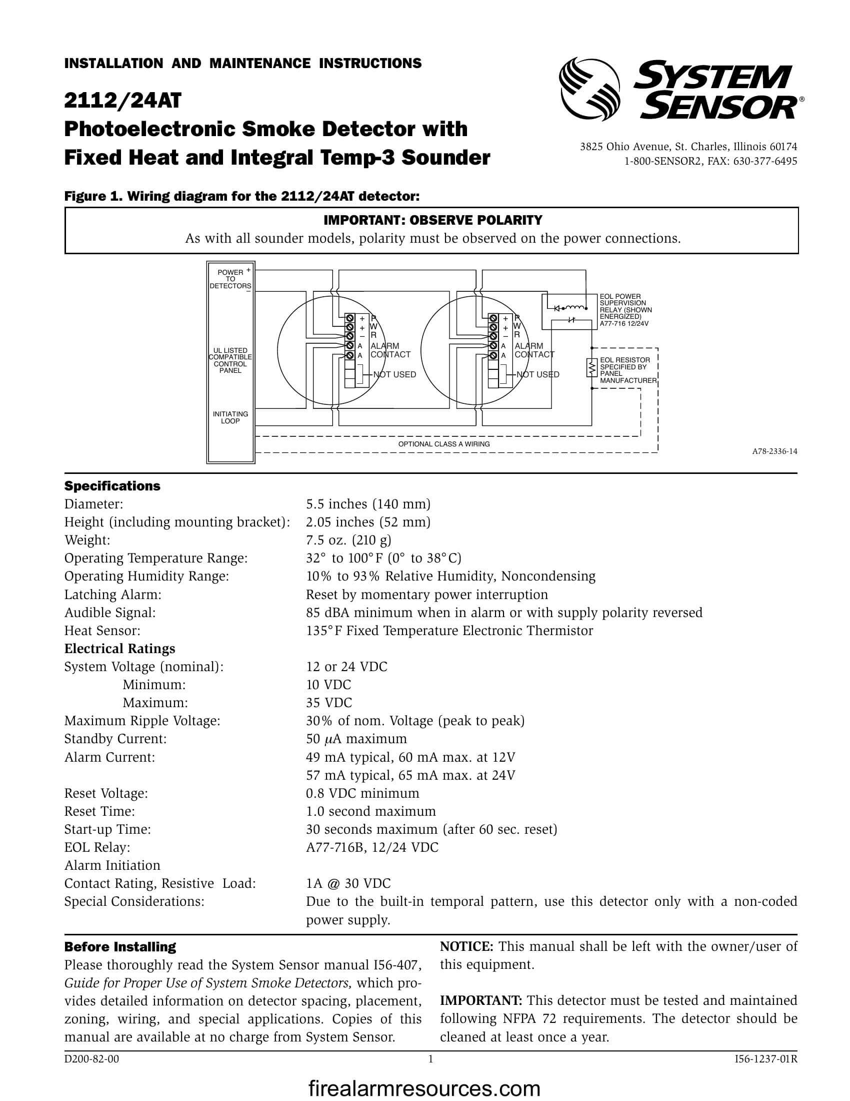 System Sensor 2112_24AITR Manual | Download fire alarm documents