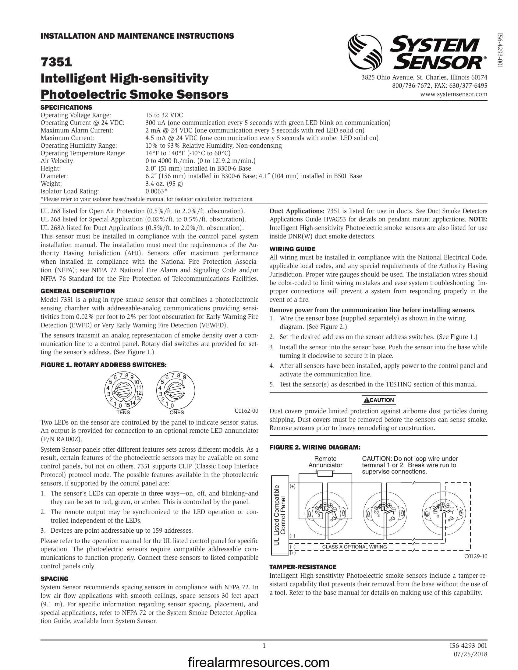 System Sensor 2351B and 2351B-IV Intelligent Photoelectri... | Download ...