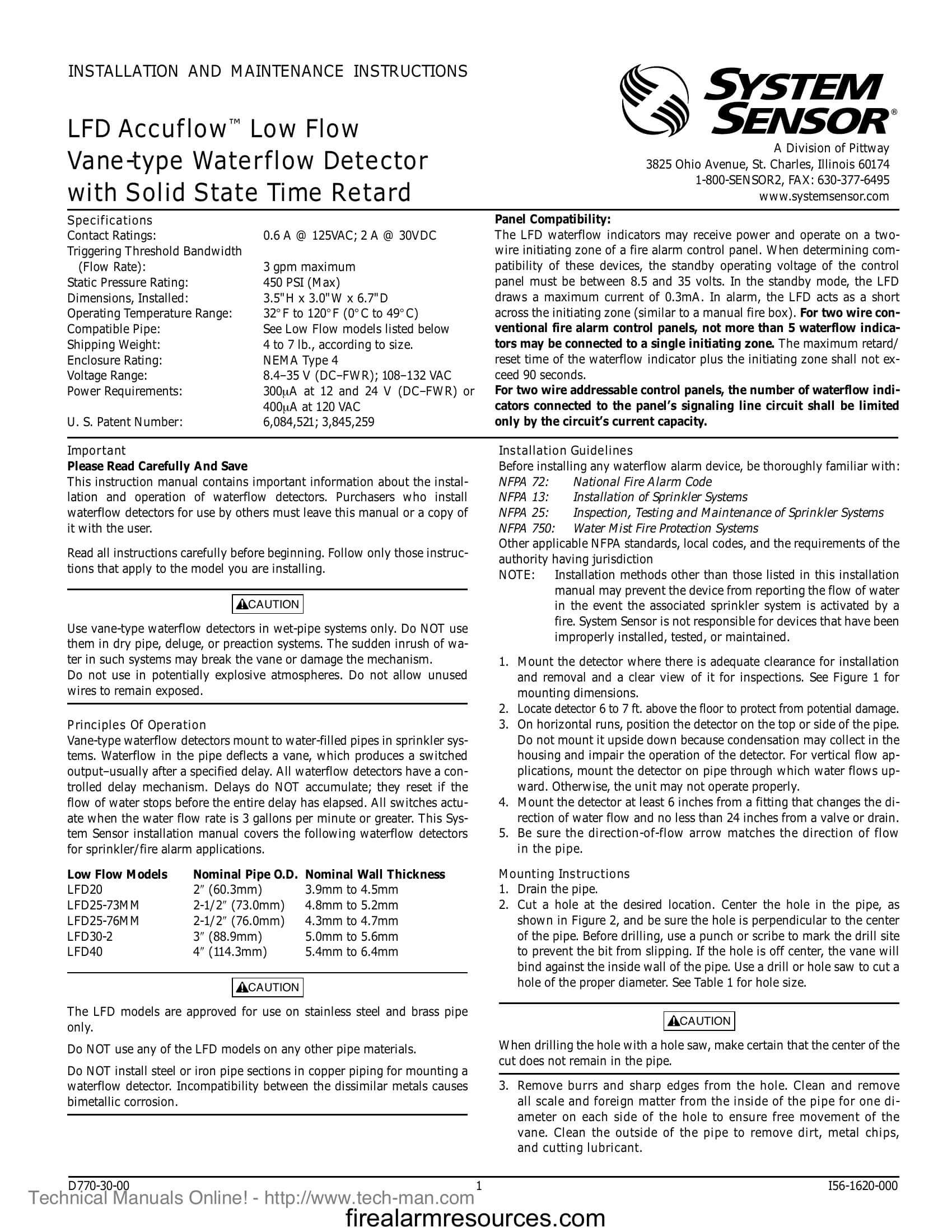 System Sensor accuflow-lfd Install and Maint Instructions | Download ...